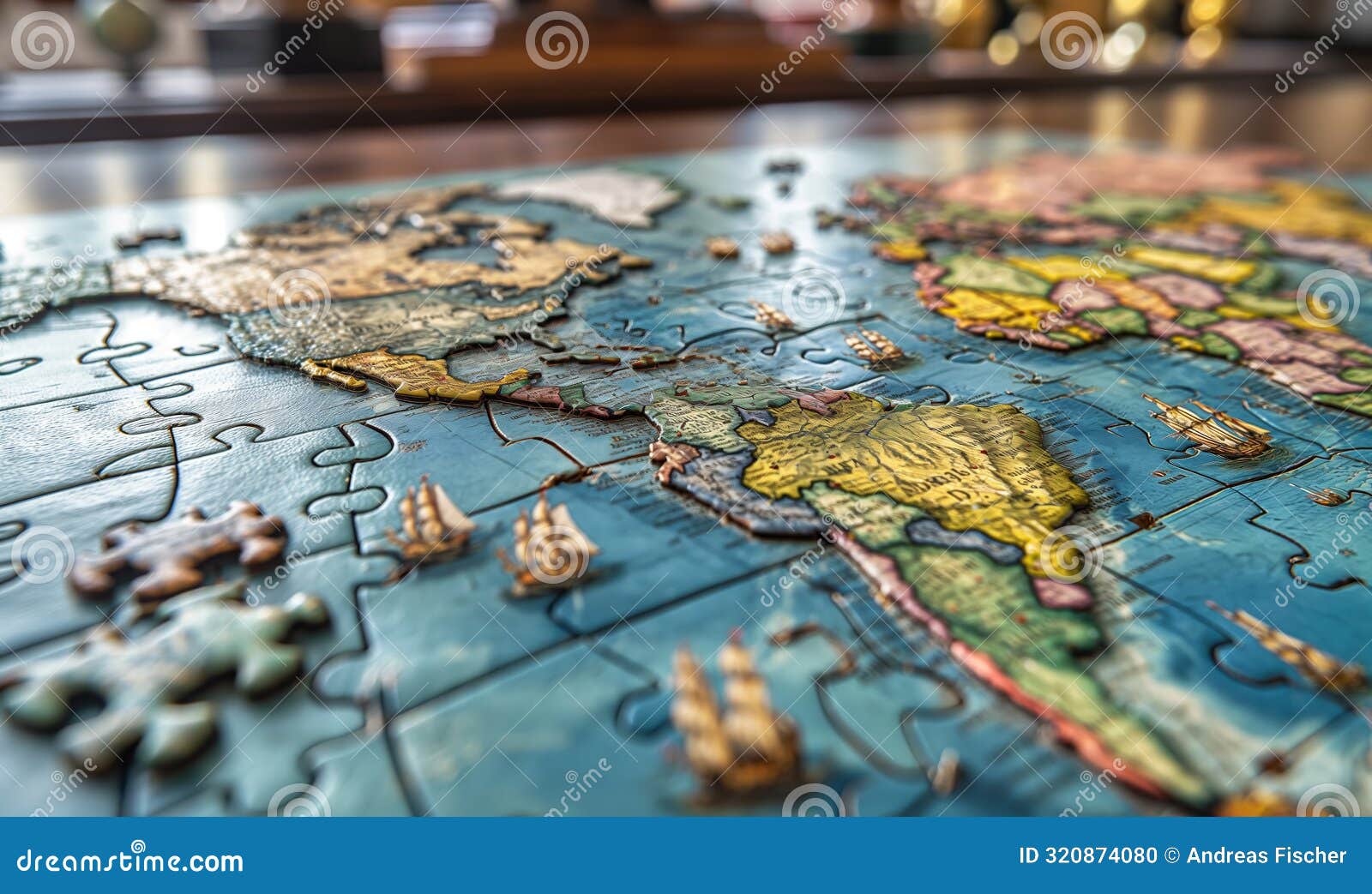 Puzzle Pieces Connected To Form a Map of the World. Stock Photo - Image ...