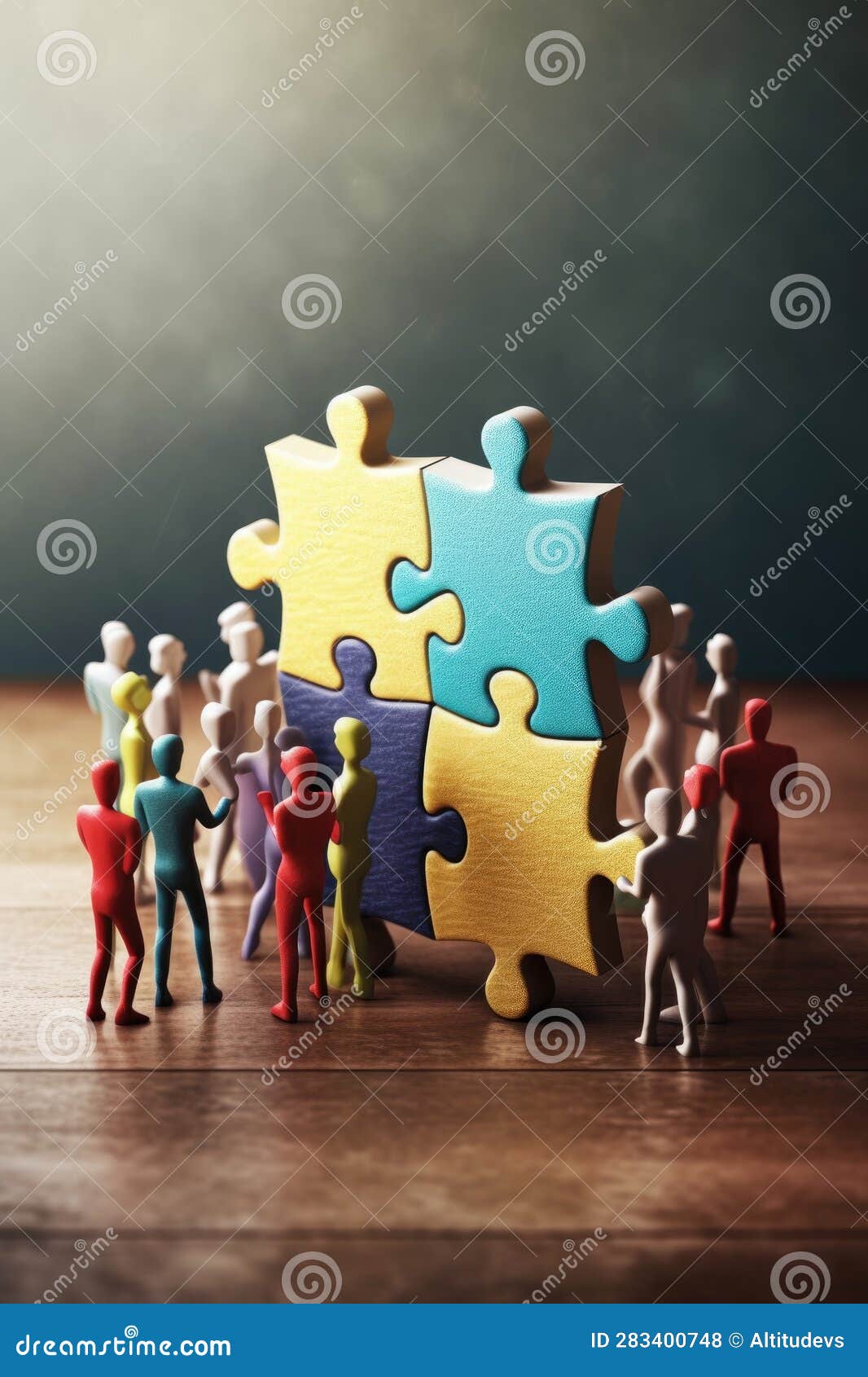 Puzzle Pieces Connected To Represent Teamwork Stock Illustration ...
