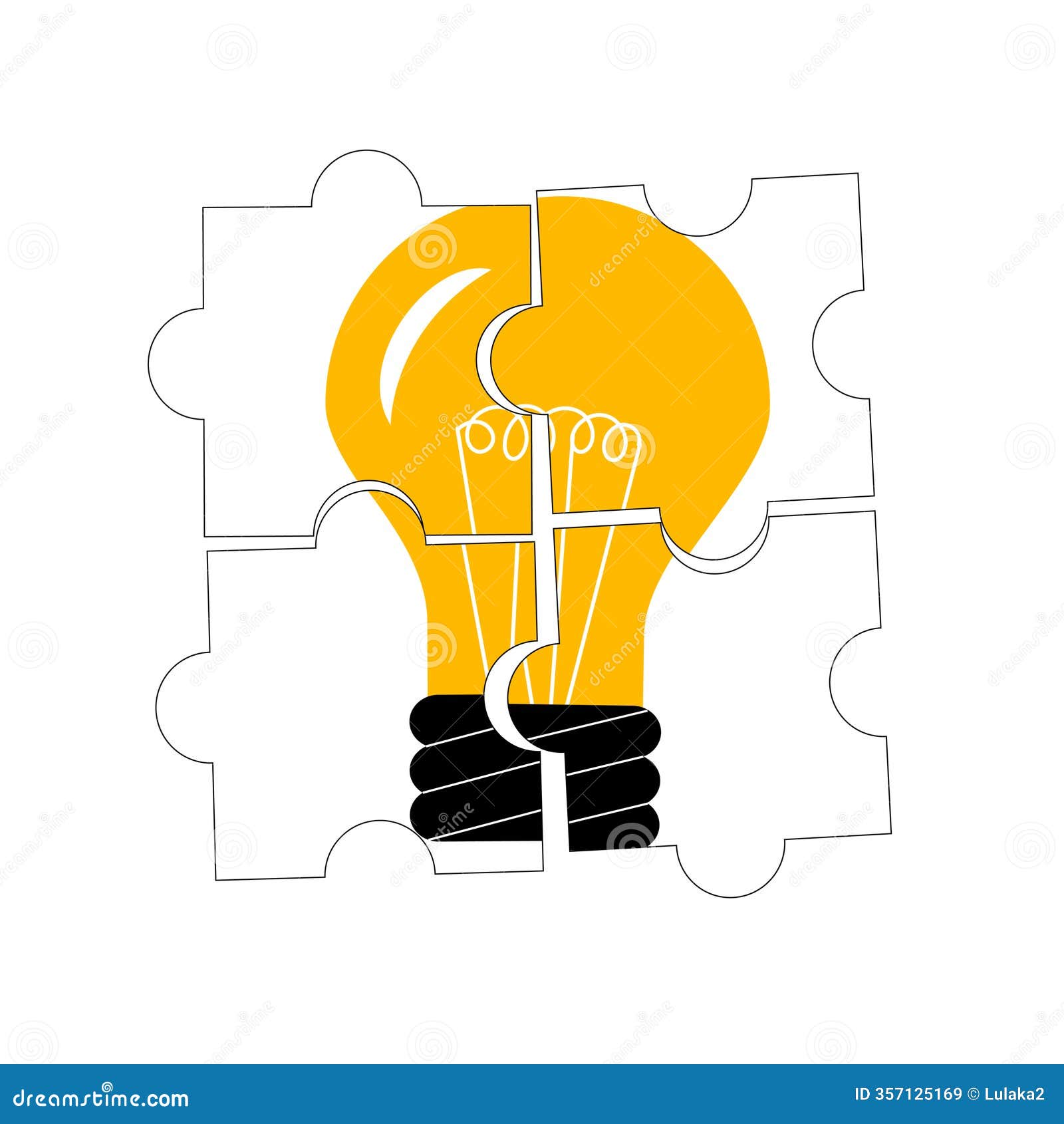Puzzle Pieces Connecting the Image of a Light Bulb. Stock Illustration ...