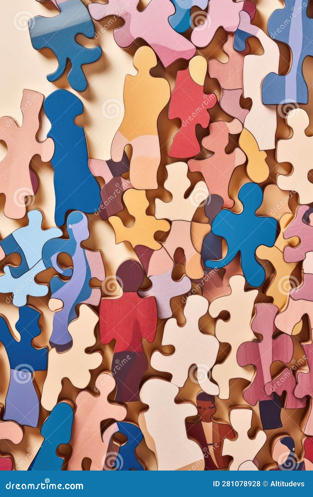 Puzzle Pieces Connecting, Representing Diversity Stock Illustration - Illustration of inclusion ...