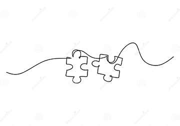 Puzzle Pieces Continuous Line Drawing. Problem Solving Solution ...