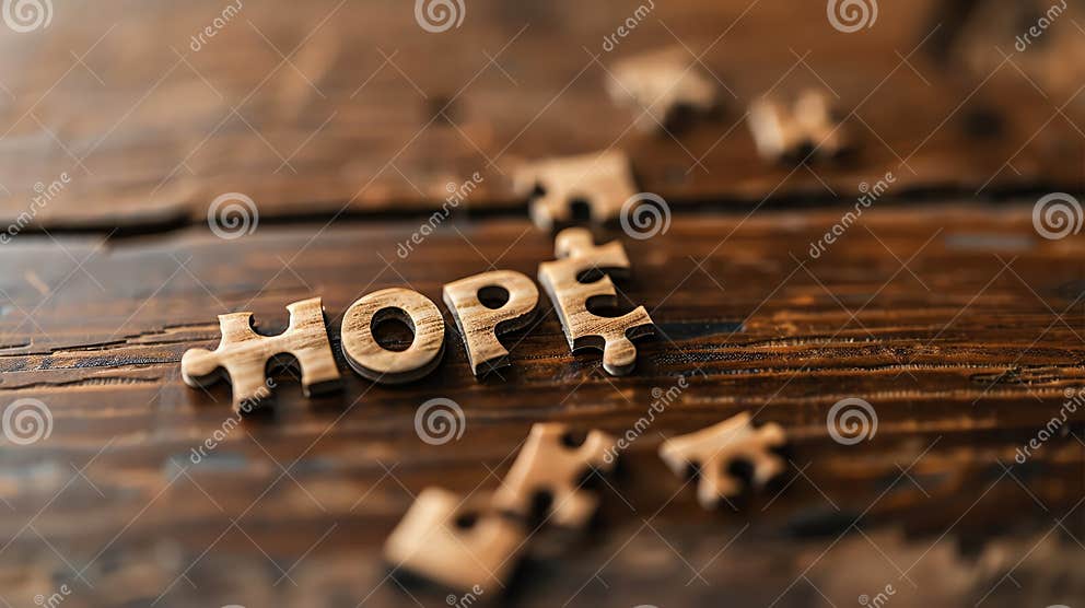 Puzzle Pieces Creating the Word HOPE, Dynamic and Bright Stock ...
