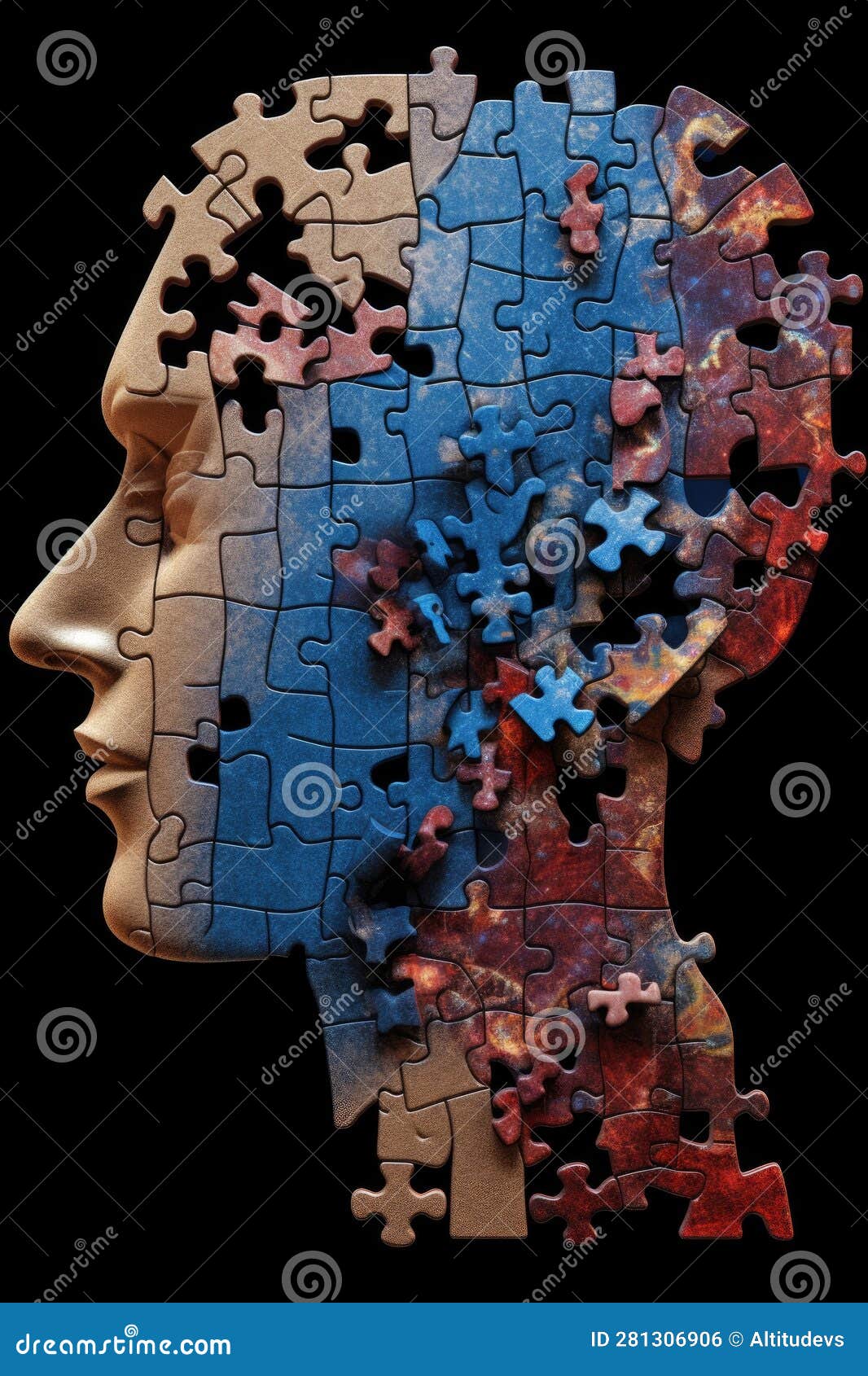 Puzzle Pieces Forming a Brain Symbolizing Cognitive Health Stock ...