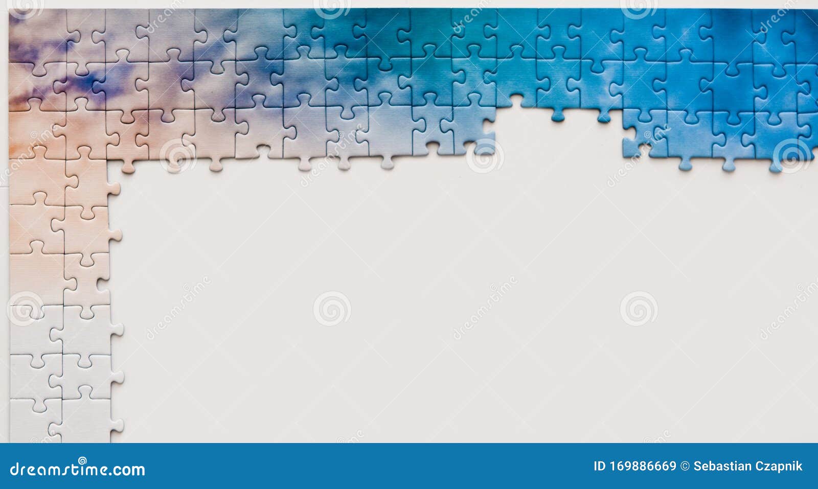 Puzzle Pieces Forming a Frame with Space for Text Stock Image - Image ...