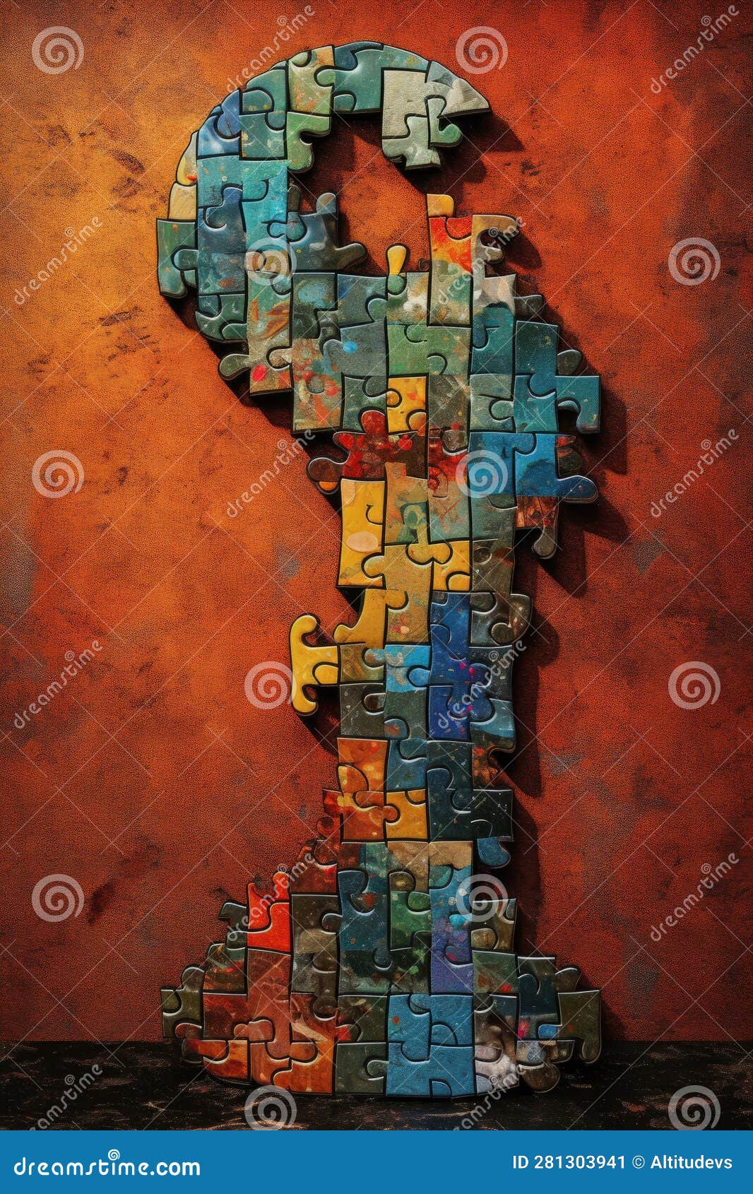 Puzzle Pieces Forming a Question Mark Stock Illustration - Illustration ...