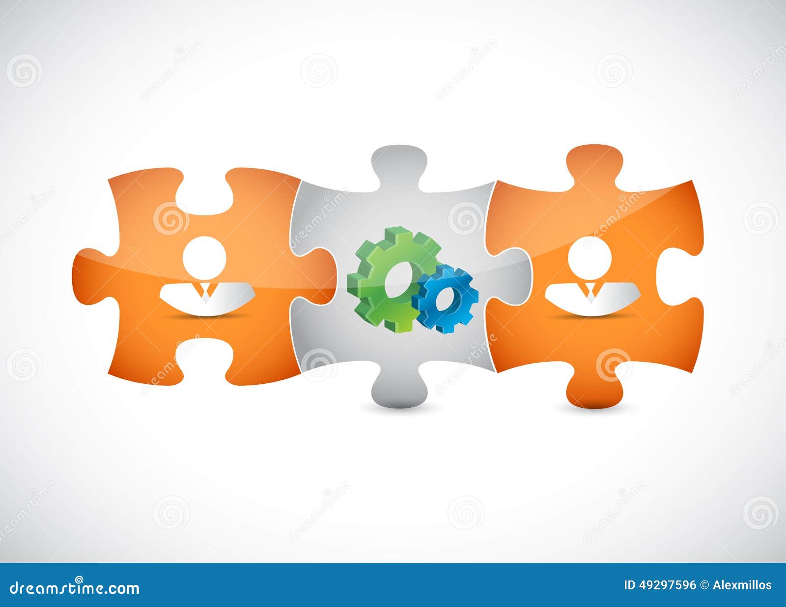 Puzzle Pieces Gear and People Illustration Design Stock Illustration ...