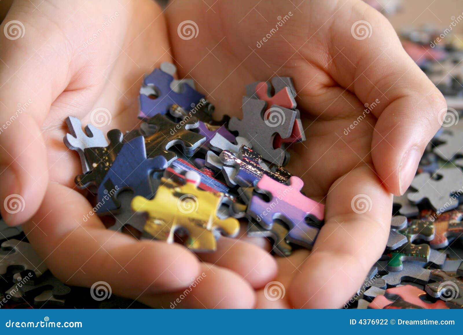 Puzzle Pieces in Hand stock photo. Image of fingers, hold - 4376922