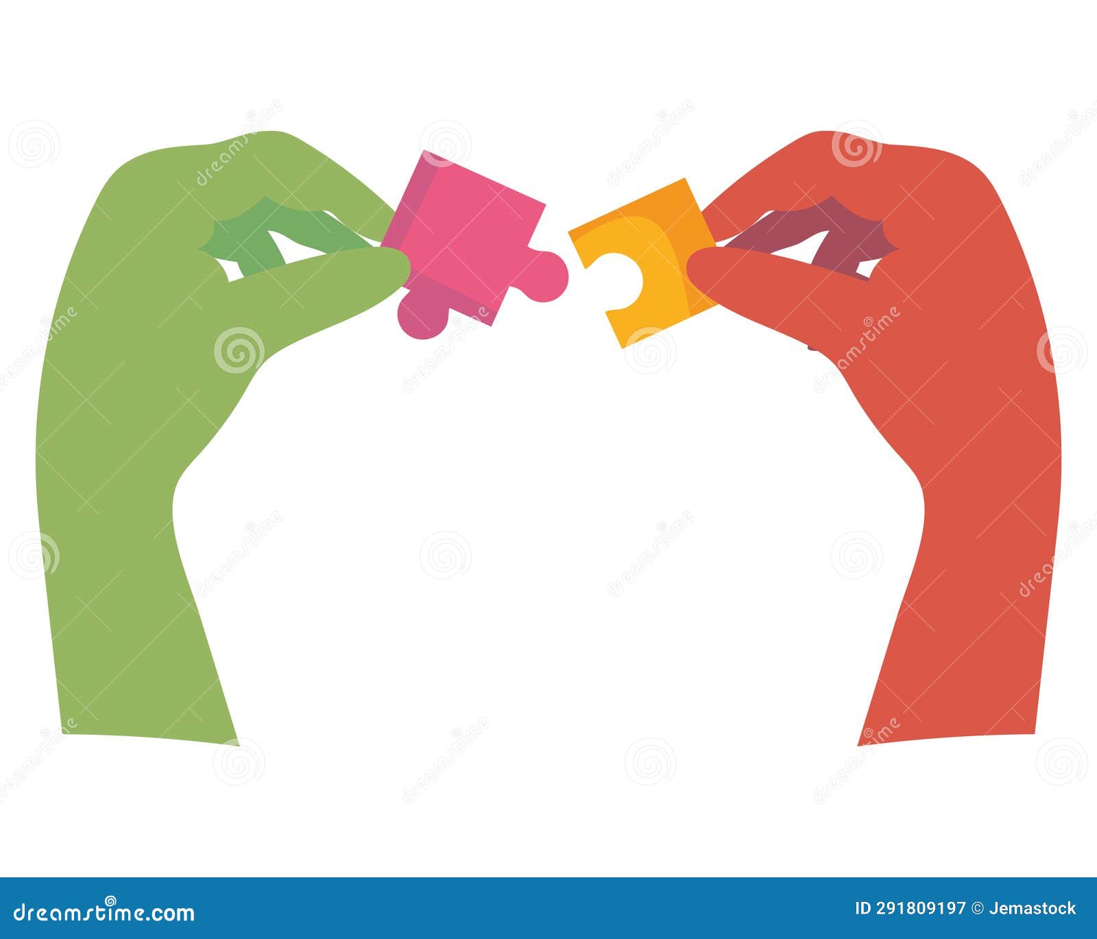 Puzzle pieces in hands stock vector. Illustration of teamwork - 291809197