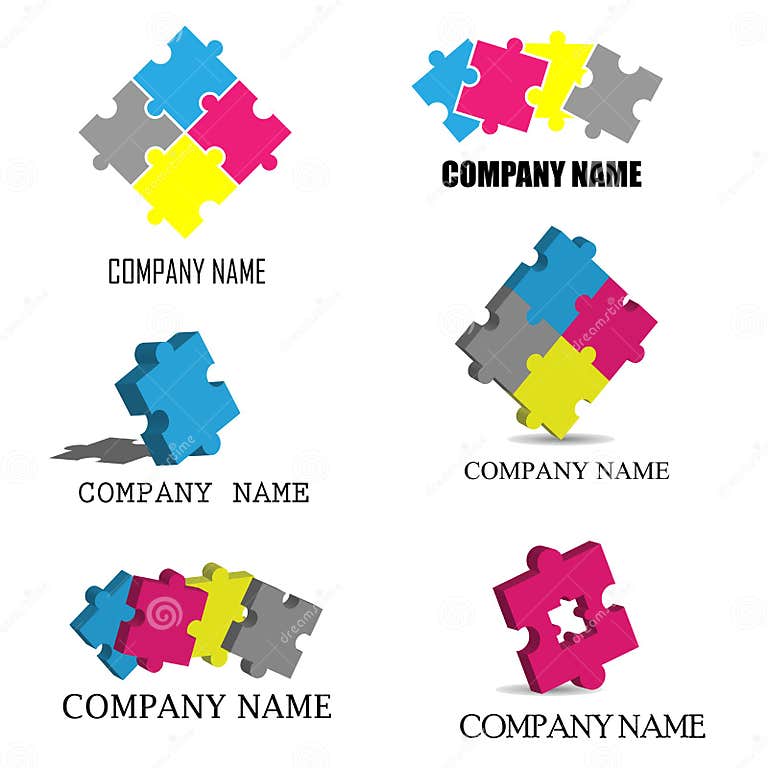 Puzzle pieces logos stock vector. Illustration of group - 19219246