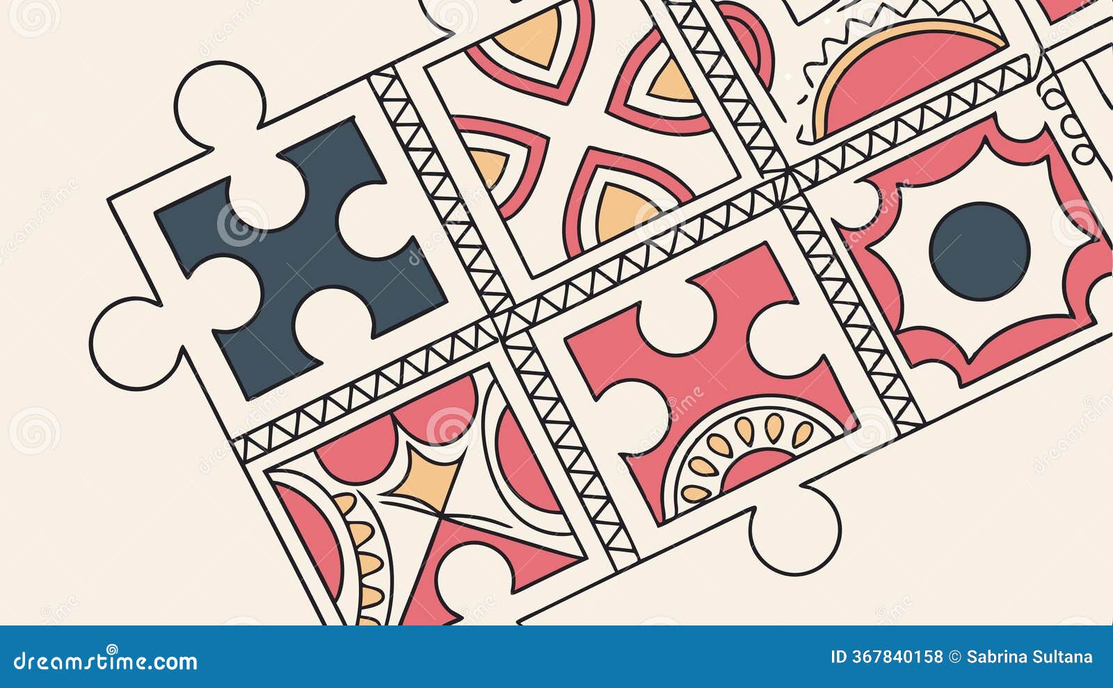 Cohesive Puzzle Pieces Orange Stock Illustration | CartoonDealer.com ...