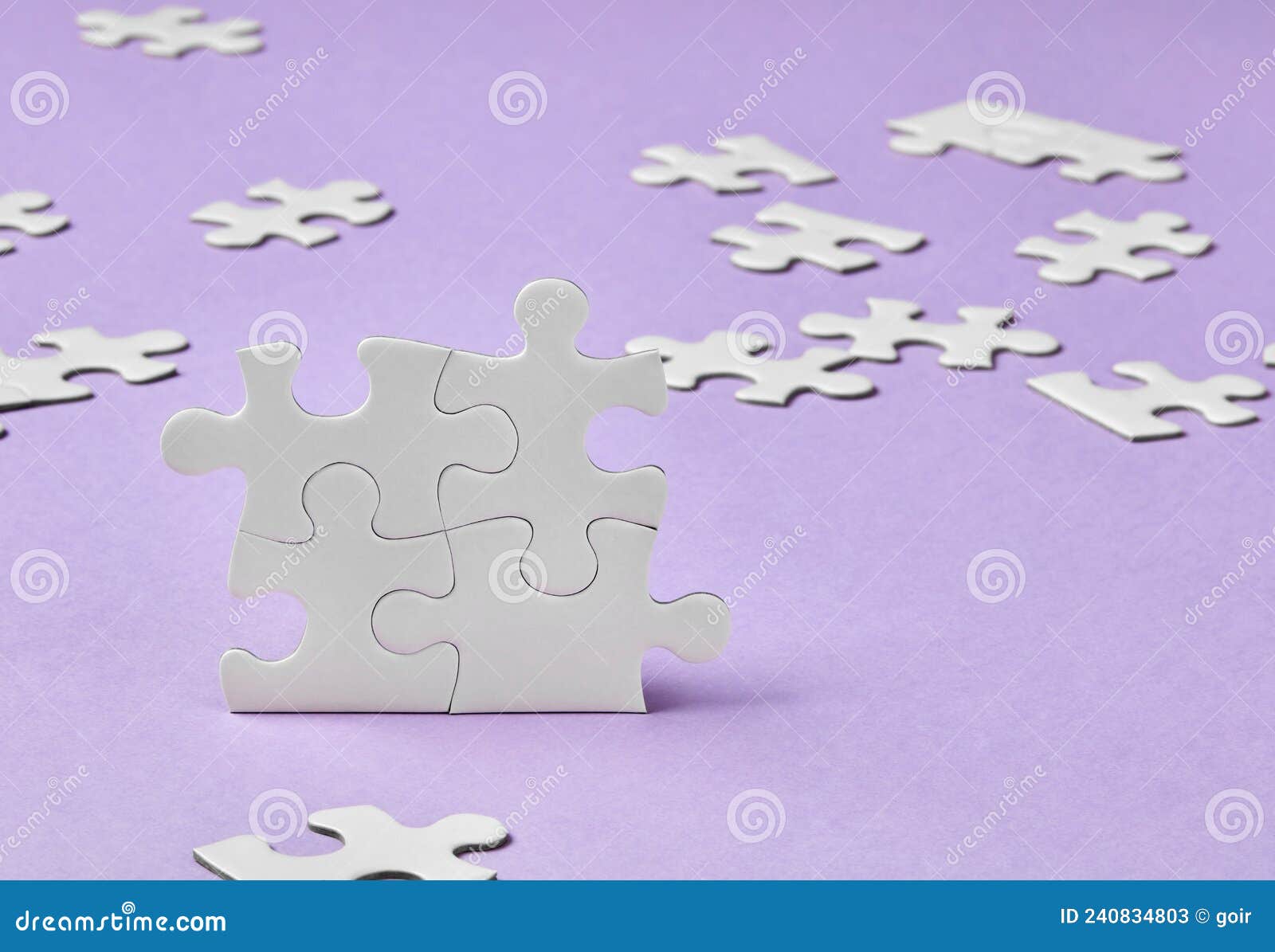 Puzzle pieces on purple stock image. Image of group - 240834803