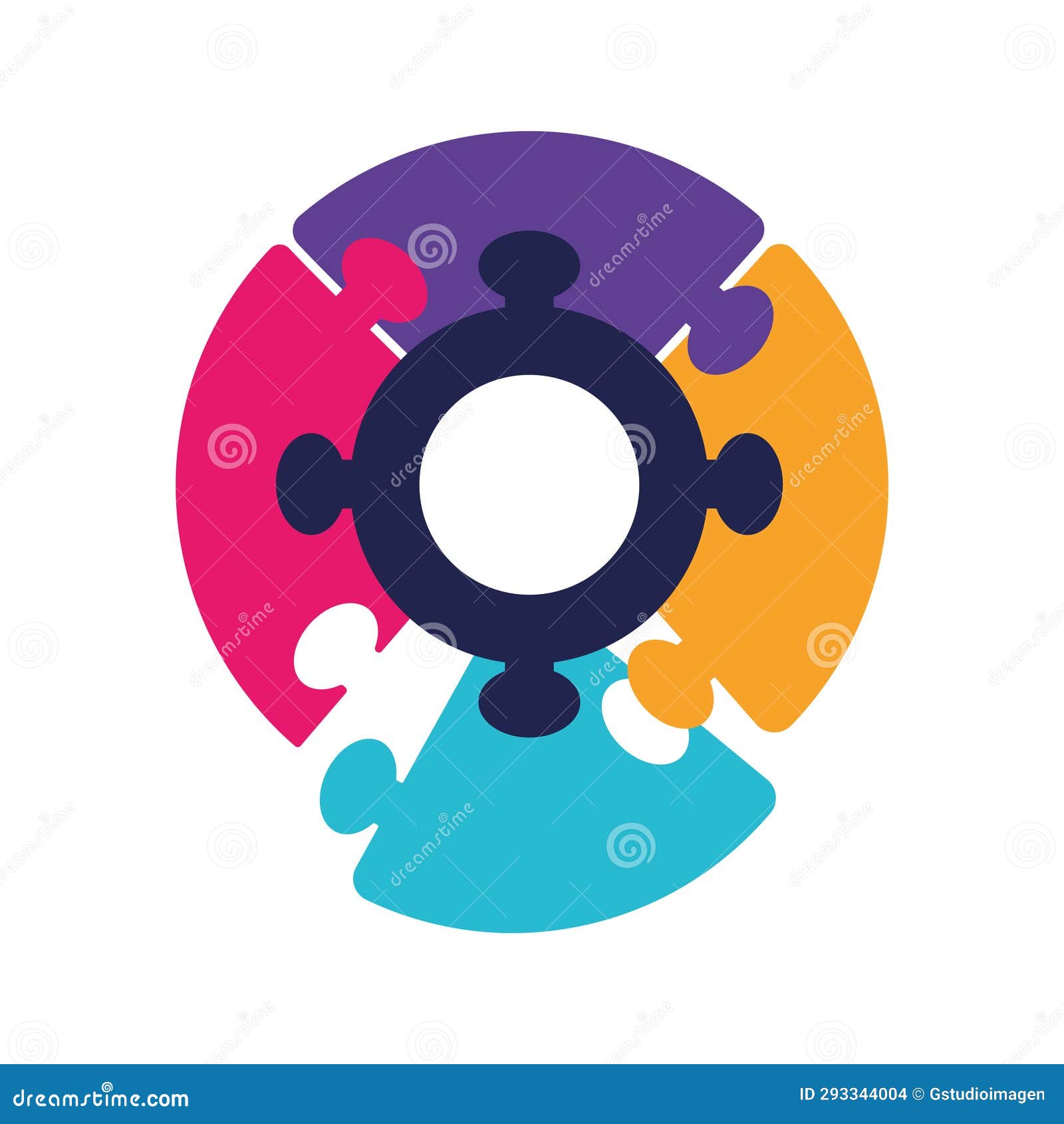 Puzzle pieces round shape stock vector. Illustration of game - 293344004