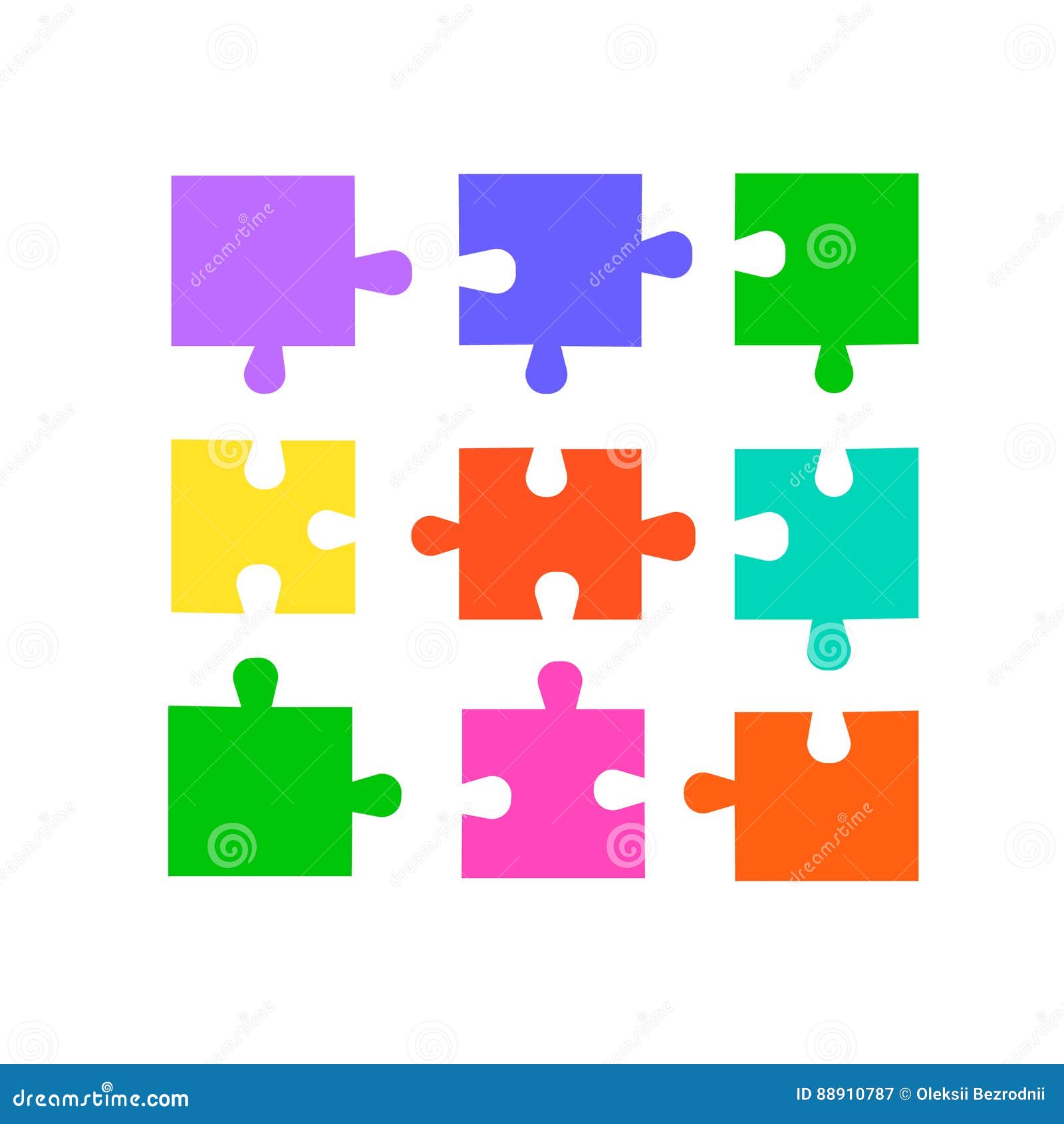 Puzzle Pieces Set. Colored Vector Puzzles for Design Stock Vector ...