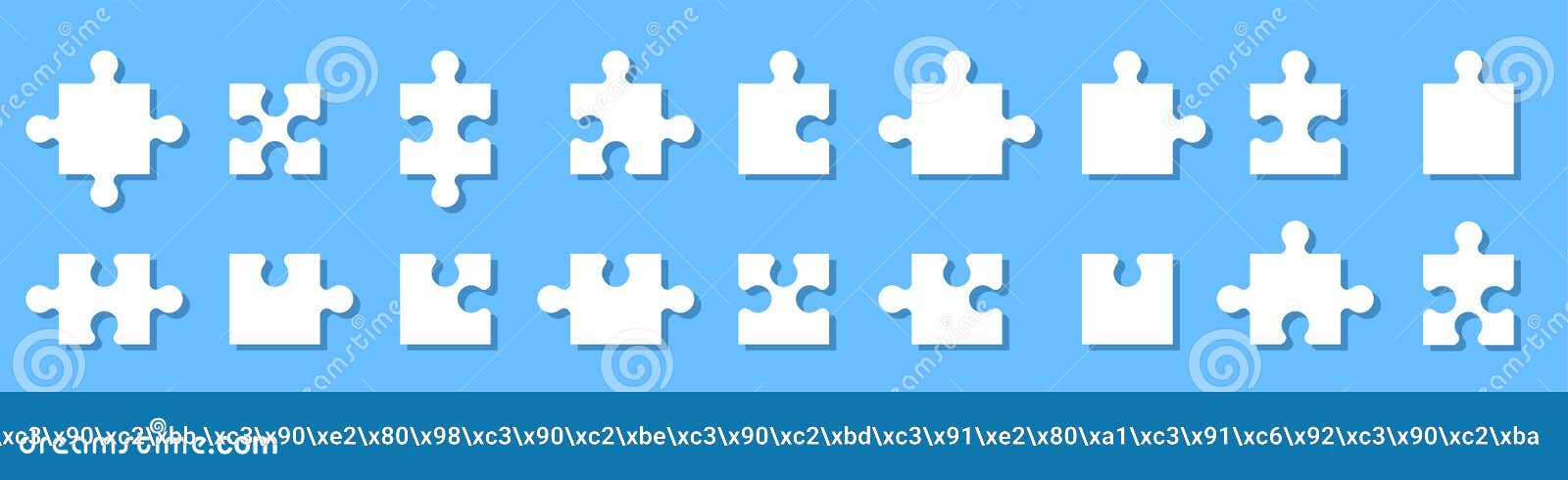 Puzzle Pieces Set. Jigsaw. Shadow Puzzles. Vector Illustration Stock ...