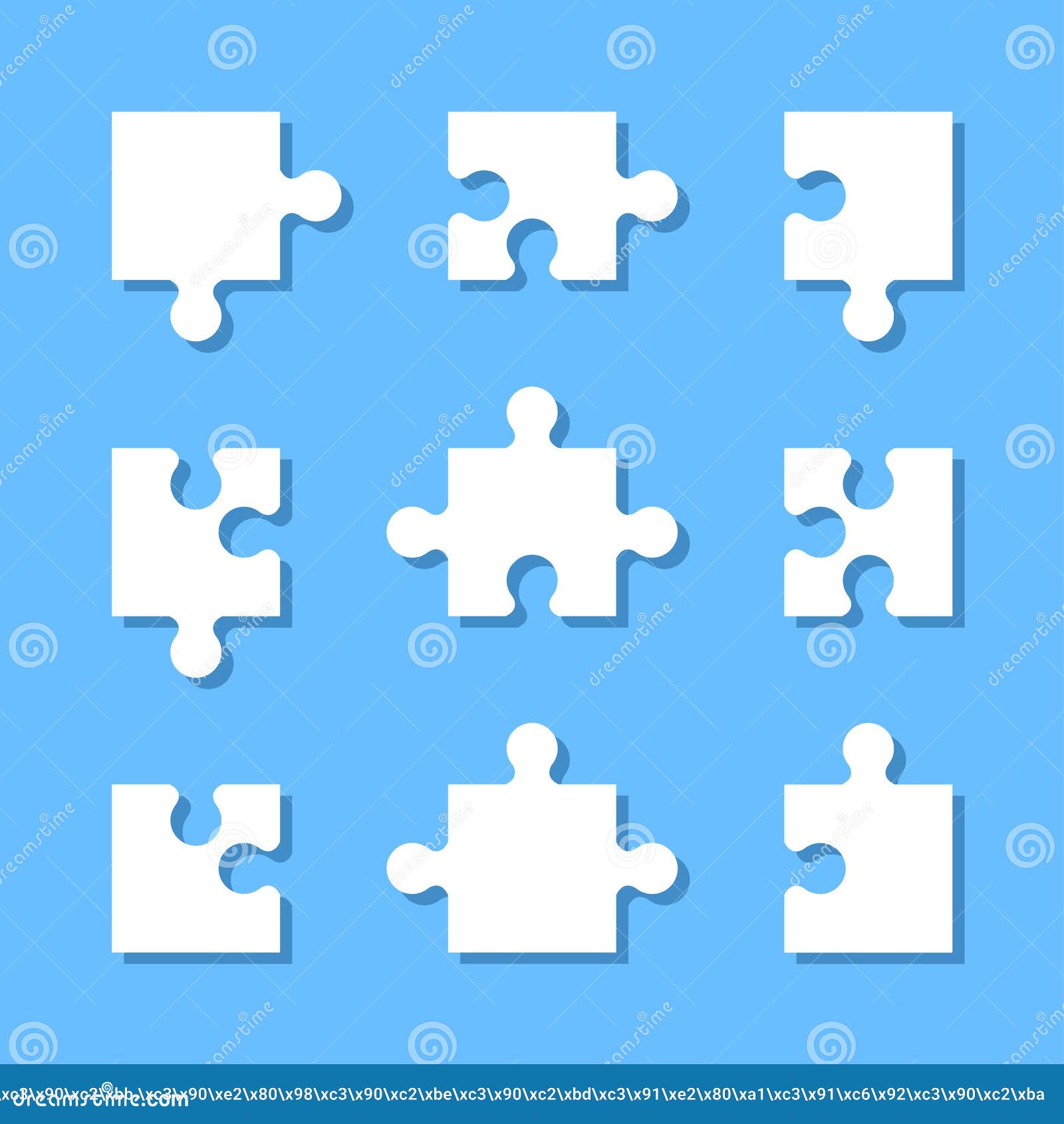 Puzzle Pieces Set. Jigsaw. Shadow Puzzles. Vector Illustration Stock ...