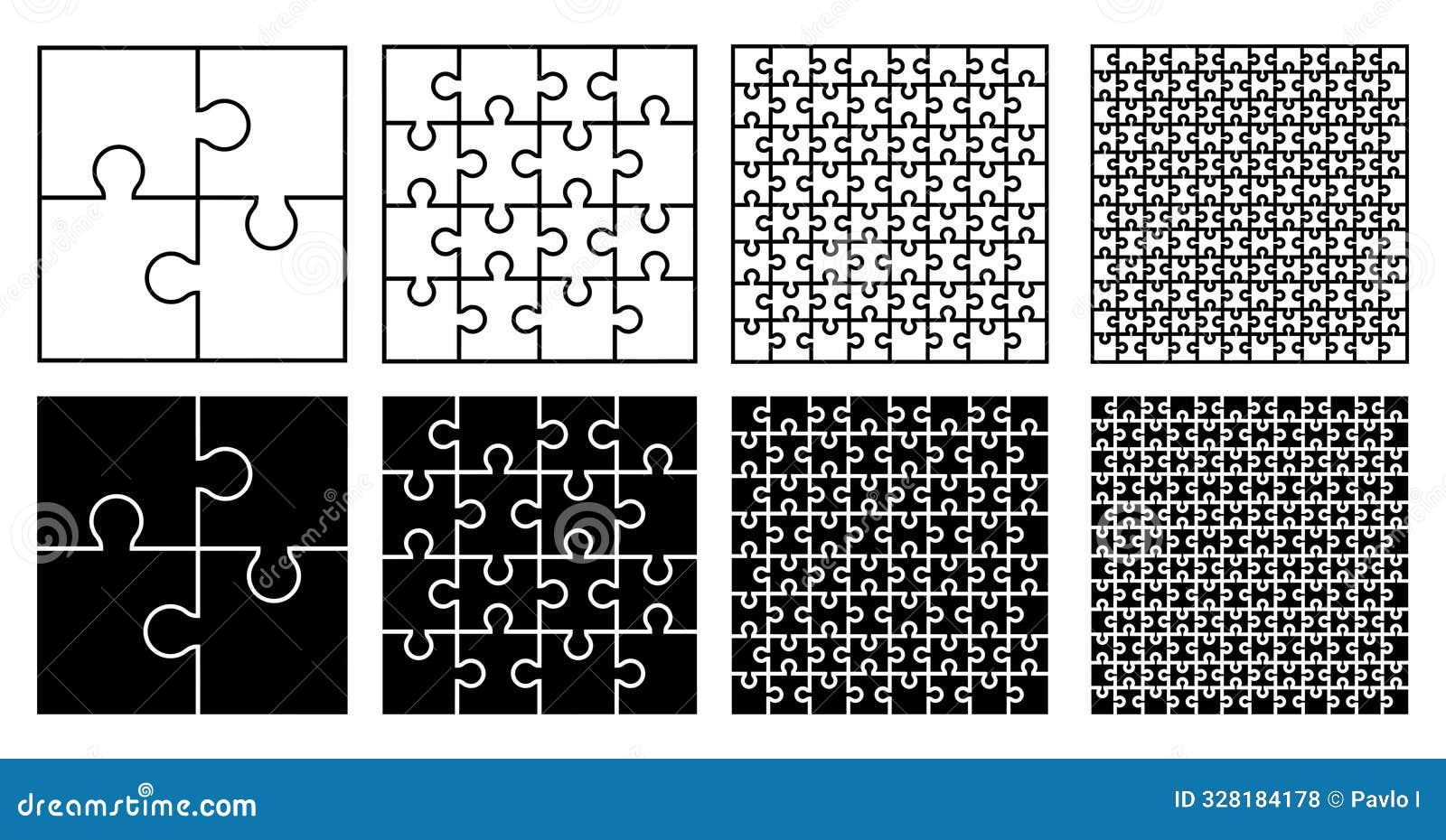 Puzzles Grid Template With Pieces In Triangle Shape. Jigsaw Puzzle With ...