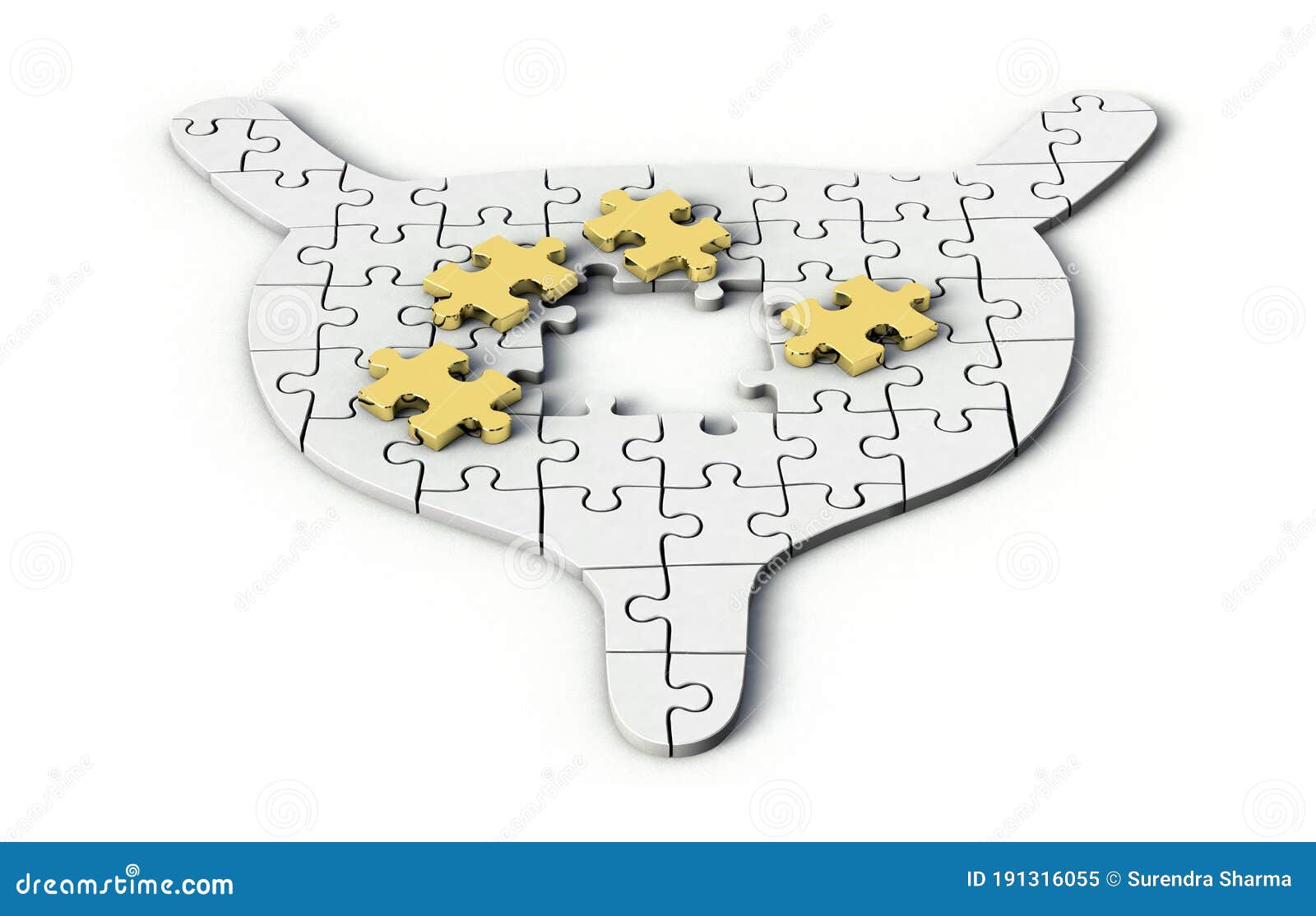 Puzzle Pieces in Shape of Bladder. Bladder Shaped Jigsaw 3d ...