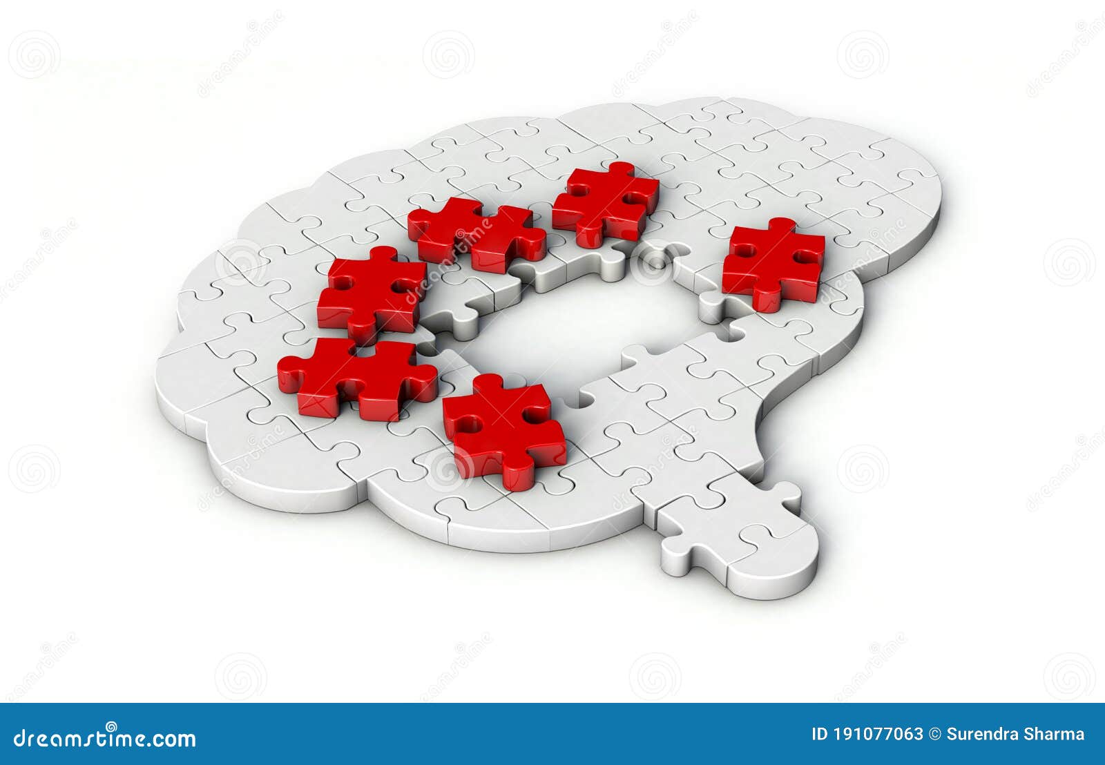 Puzzle Pieces in Shape of Brain. Brain Shaped Jigsaw 3d Illustration ...