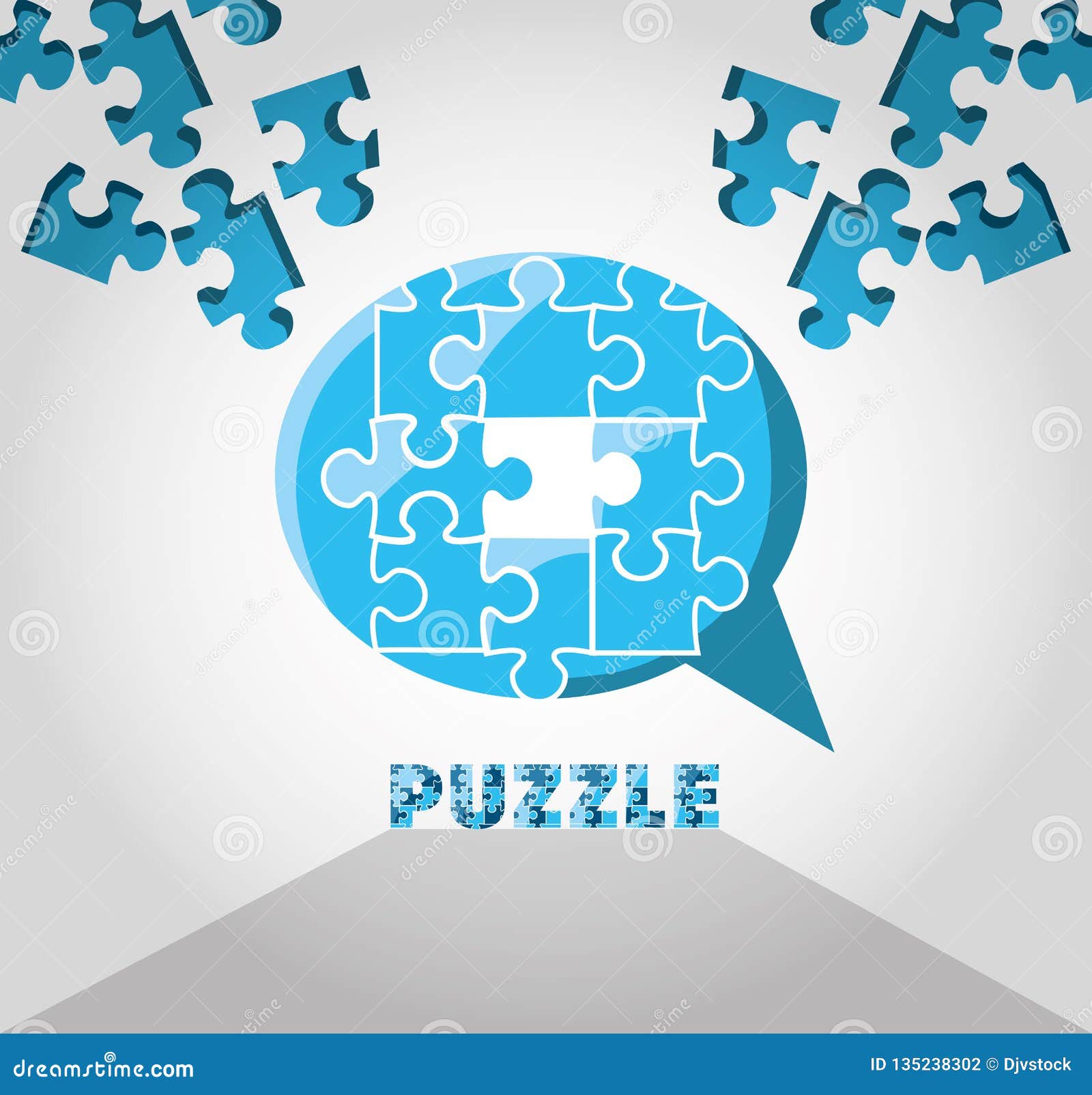 Puzzle Pieces in Shape Speech Bubble Stock Vector - Illustration of ...