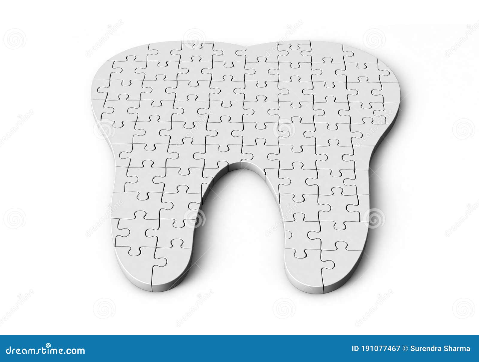 Puzzle Pieces in Shape of Teeth. Tooth Shaped Jigsaw 3d Illustration ...