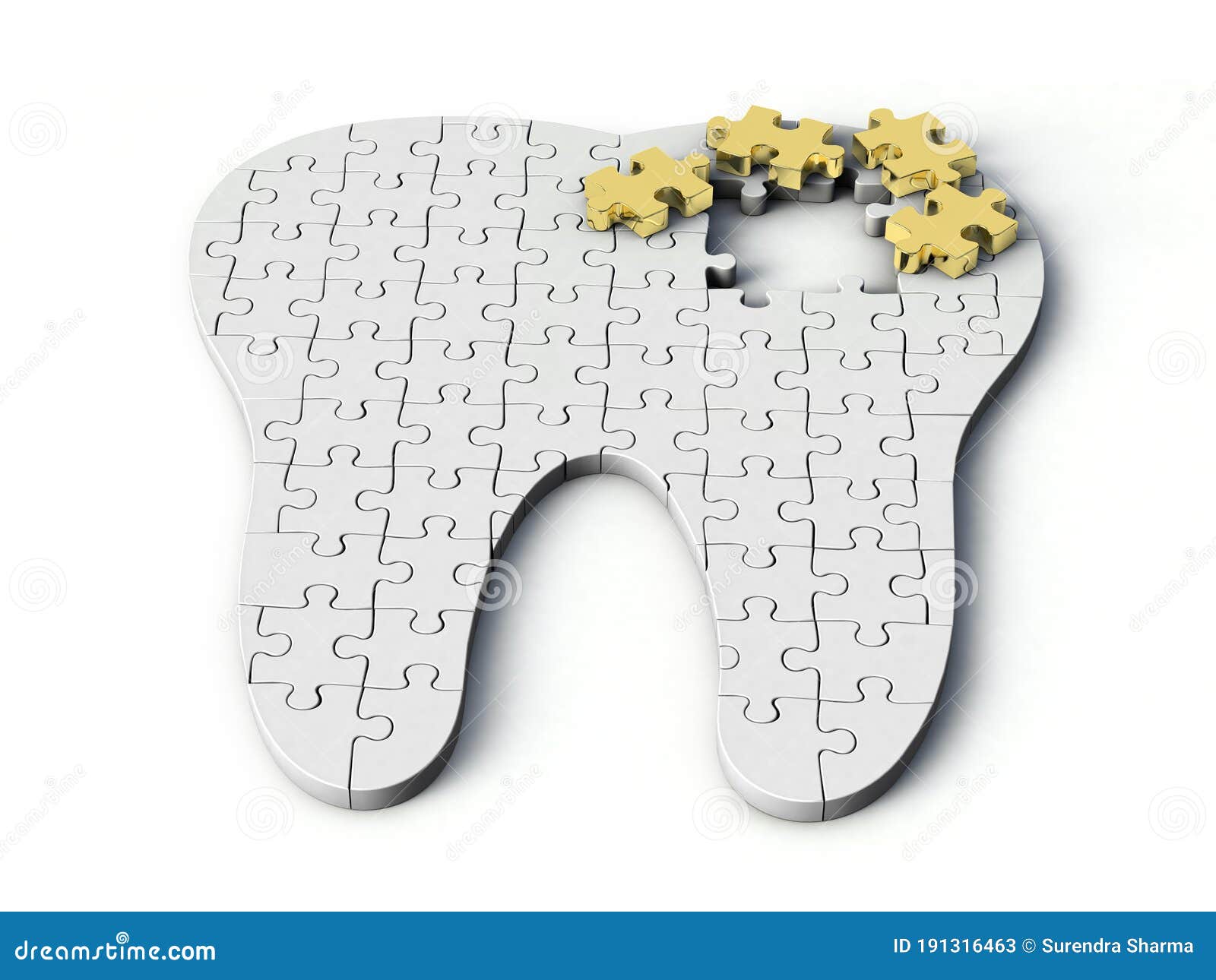Puzzle Pieces in Shape of Teeth. Tooth Shaped Jigsaw 3d Illustration ...