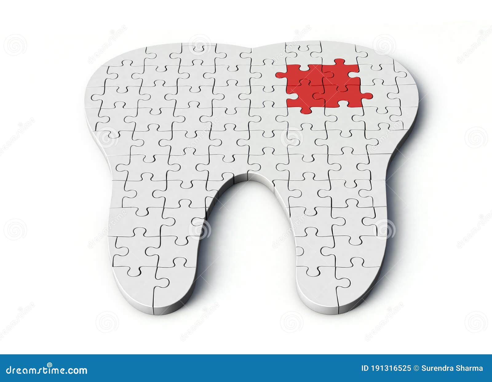 Puzzle Pieces in Shape of Teeth. Tooth Shaped Jigsaw 3d Illustration ...