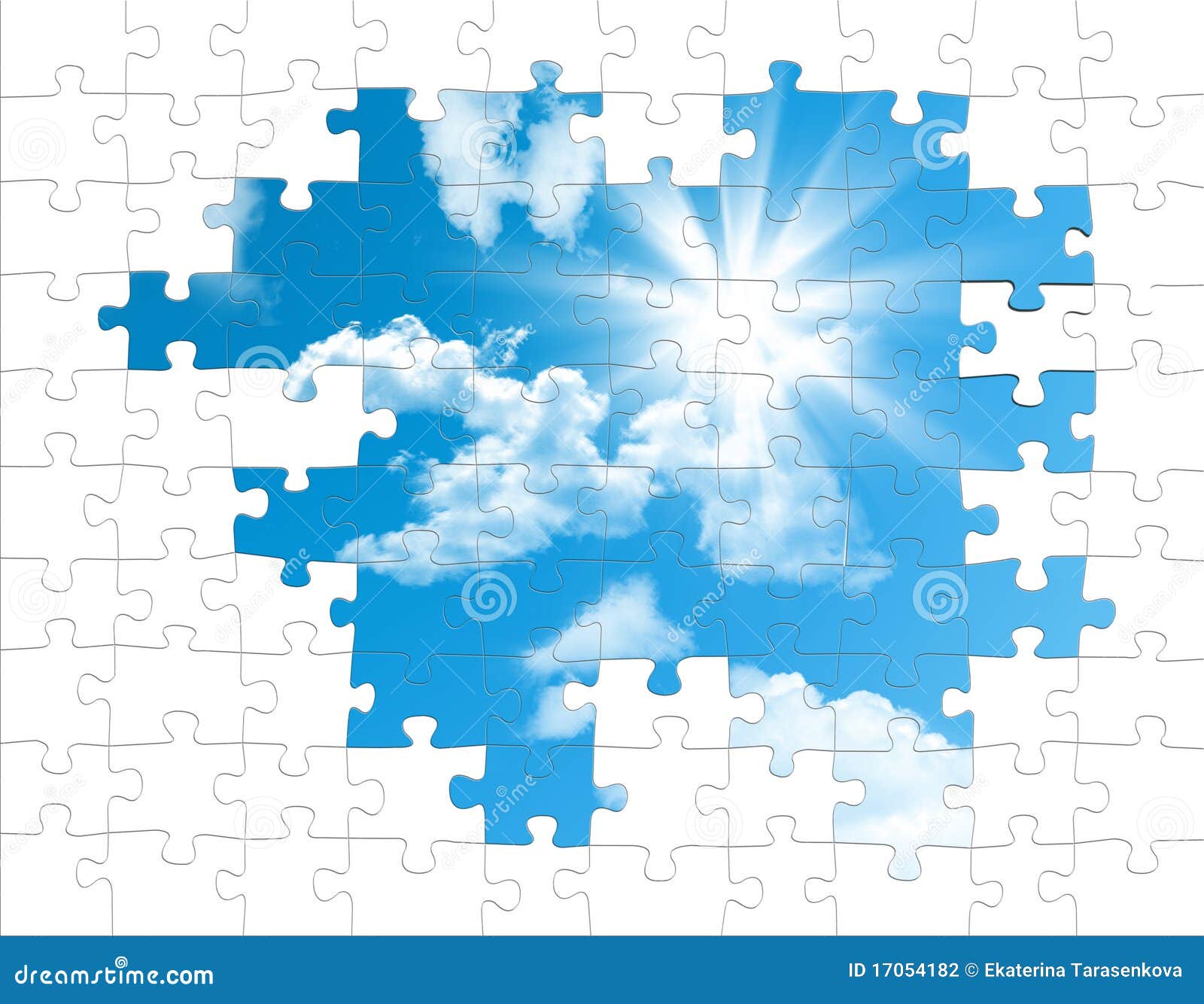 Puzzle pieces from the sky stock illustration. Illustration of glow ...