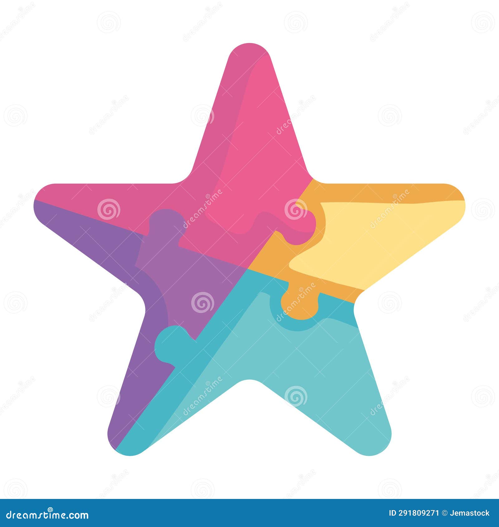 Puzzle pieces star shape stock vector. Illustration of isolation ...