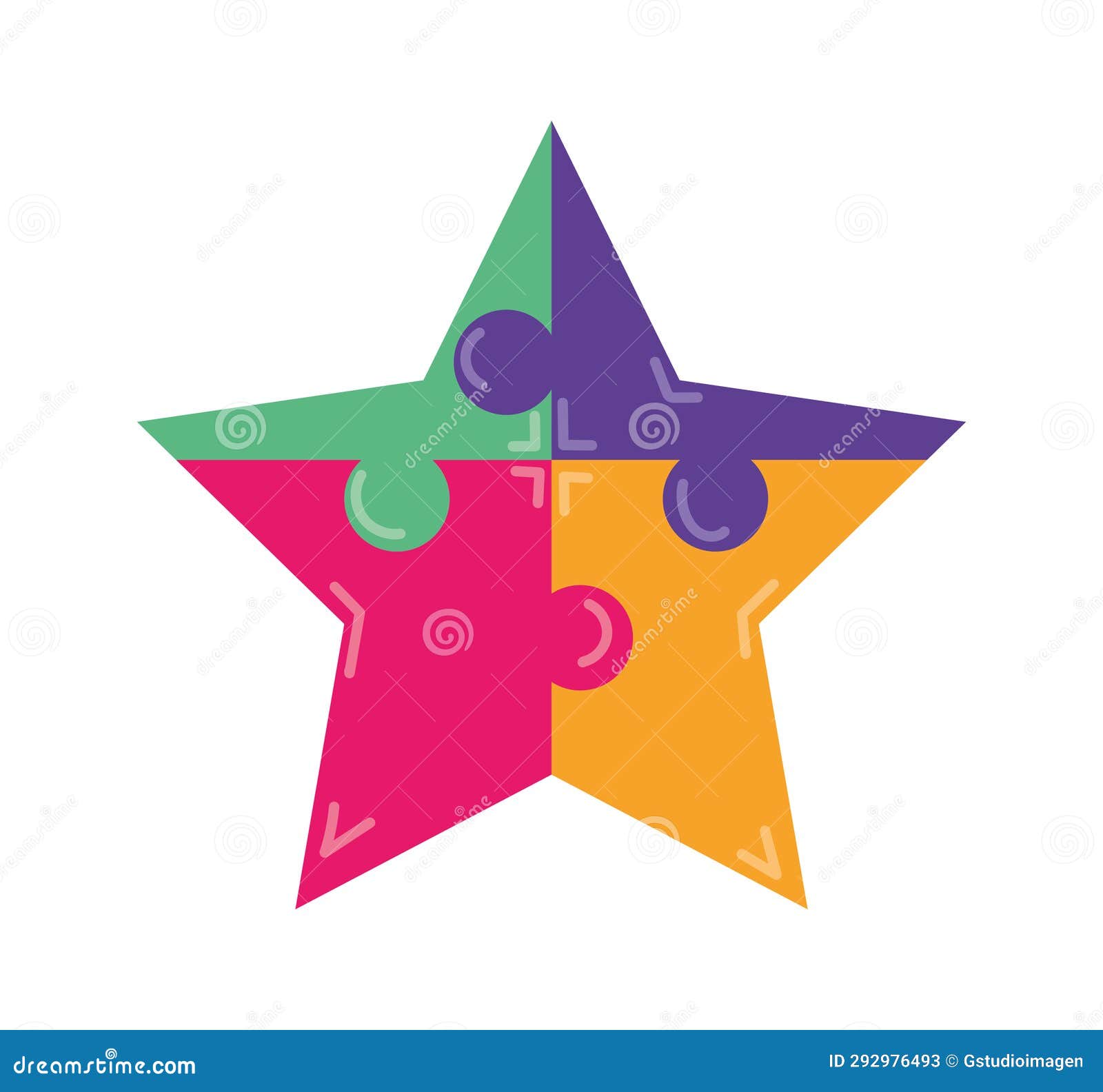 Puzzle pieces star shape stock vector. Illustration of match - 292976493