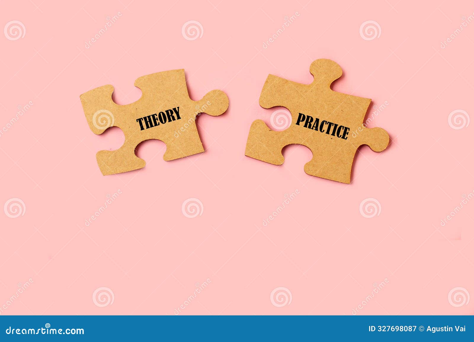 Puzzle Pieces with Theory and Practice Words on it on a Pink Background ...