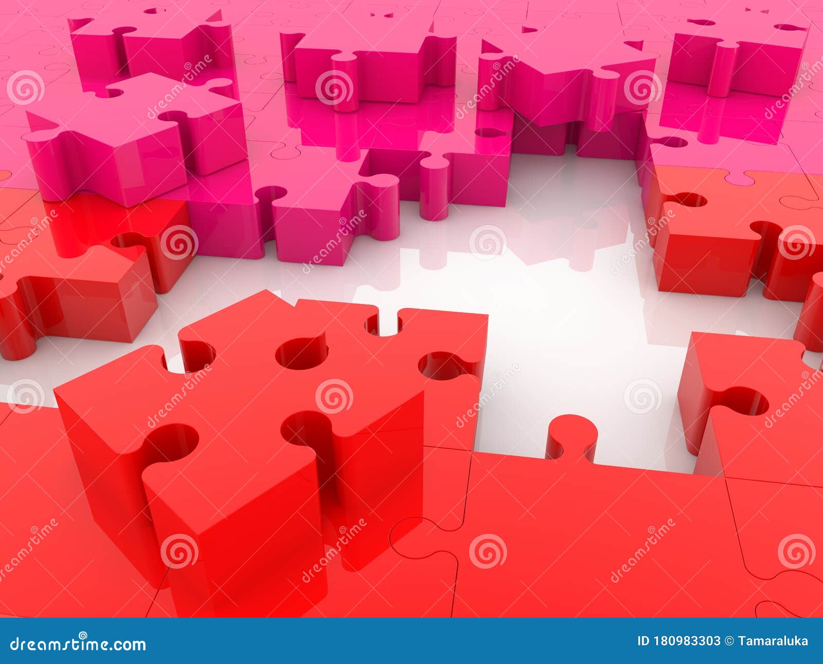 Puzzle Pieces in Two Different Red Colors Stock Illustration ...