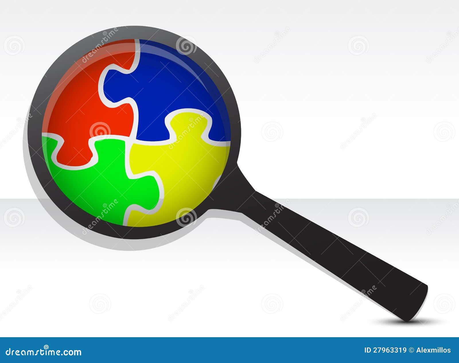 Puzzle Pieces Under Magnifier Stock Illustration - Illustration of ...