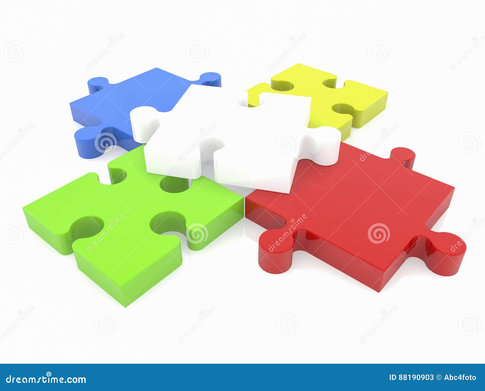 Puzzle Pieces in Various Colors on White Stock Illustration ...
