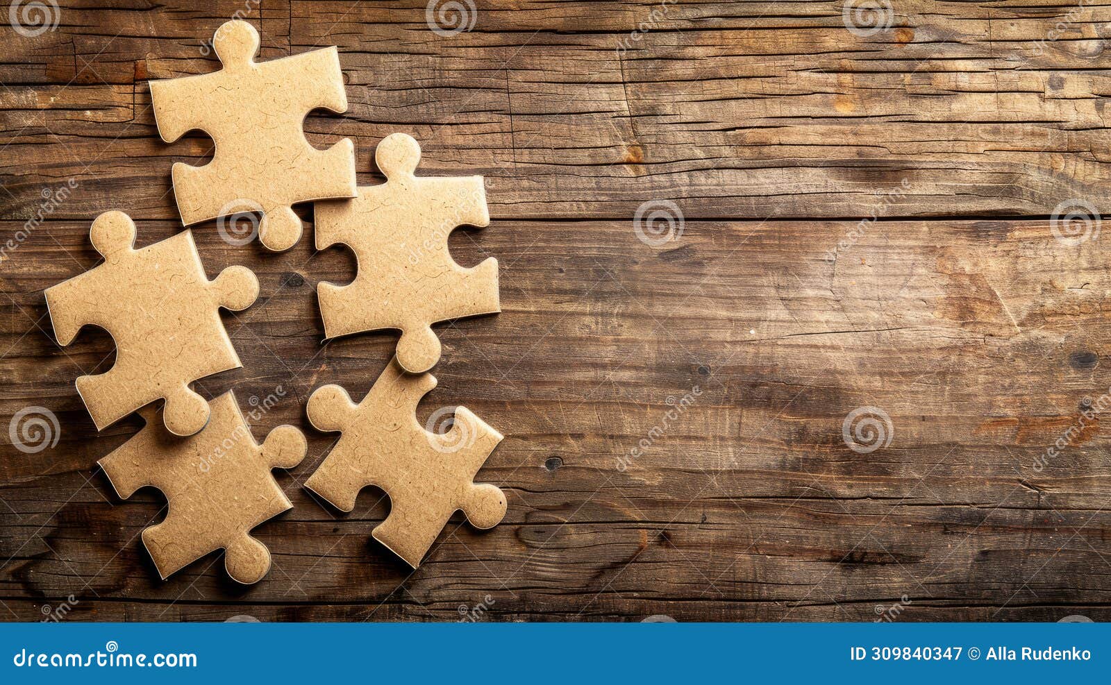 Puzzle Pieces on a Wooden Background. Concept of Solving a Task or ...
