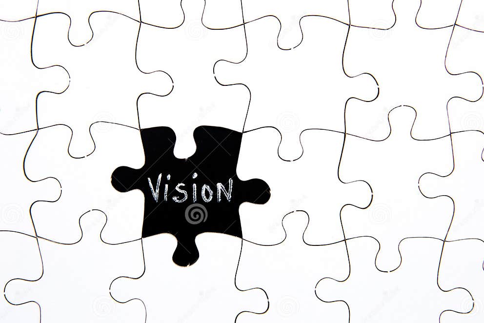 Puzzle Pieces - with Word Vision in Missing Space Stock Image - Image ...