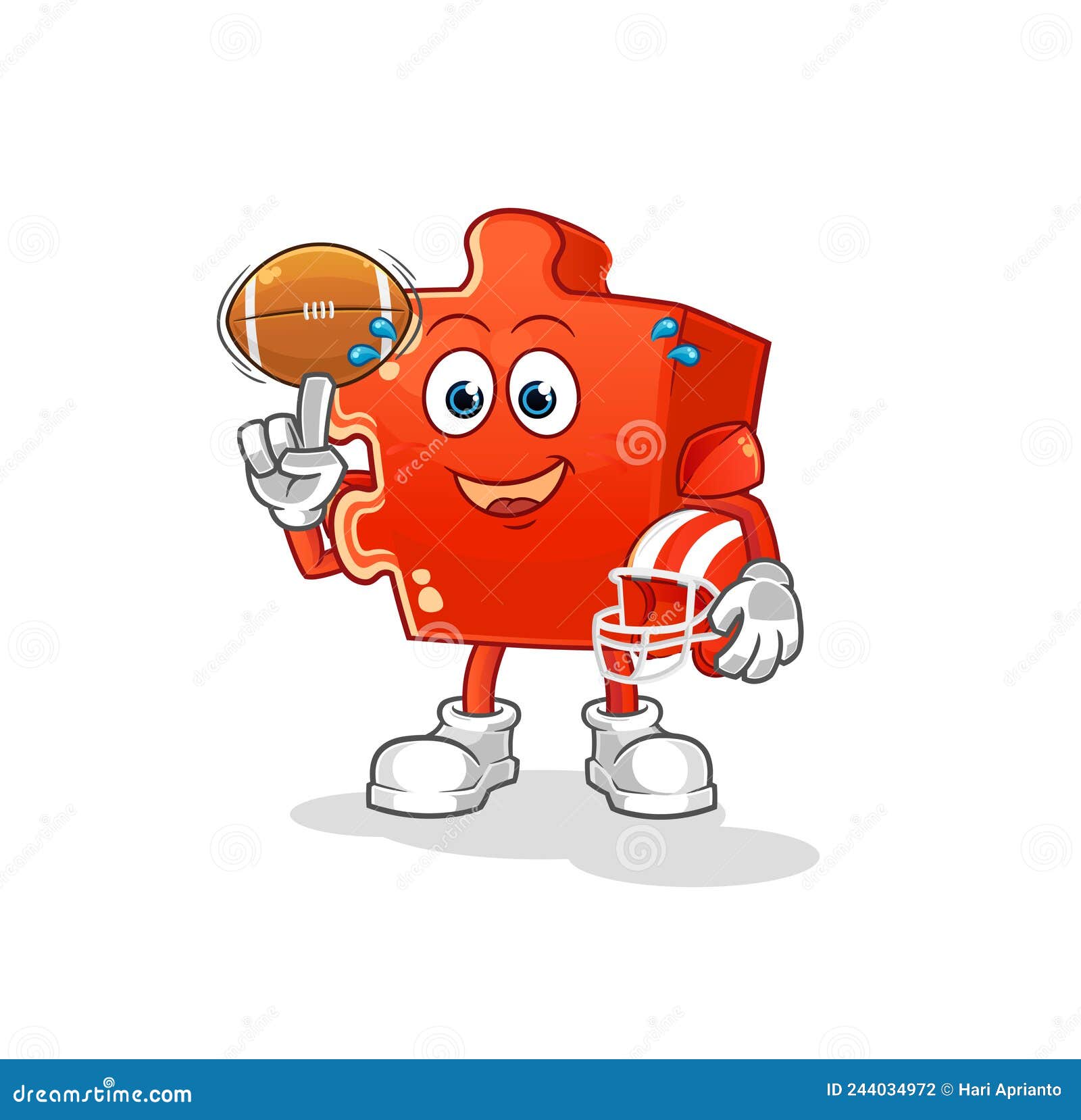Puzzle Playing Rugby Character. Cartoon Mascot Vector Stock Vector ...
