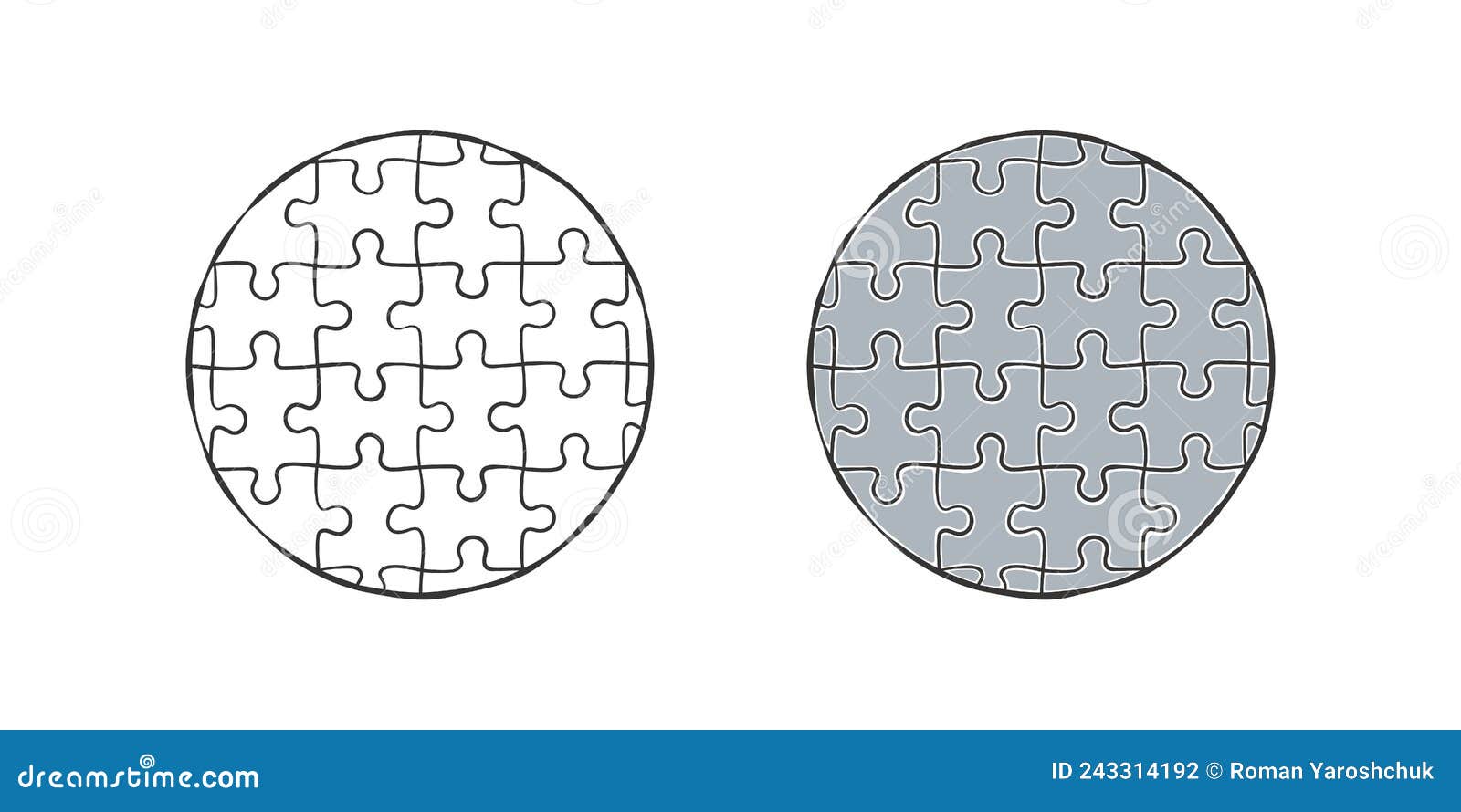 Puzzle in the Shape of a Circle. a Hand-drawn Puzzle Stock Vector ...