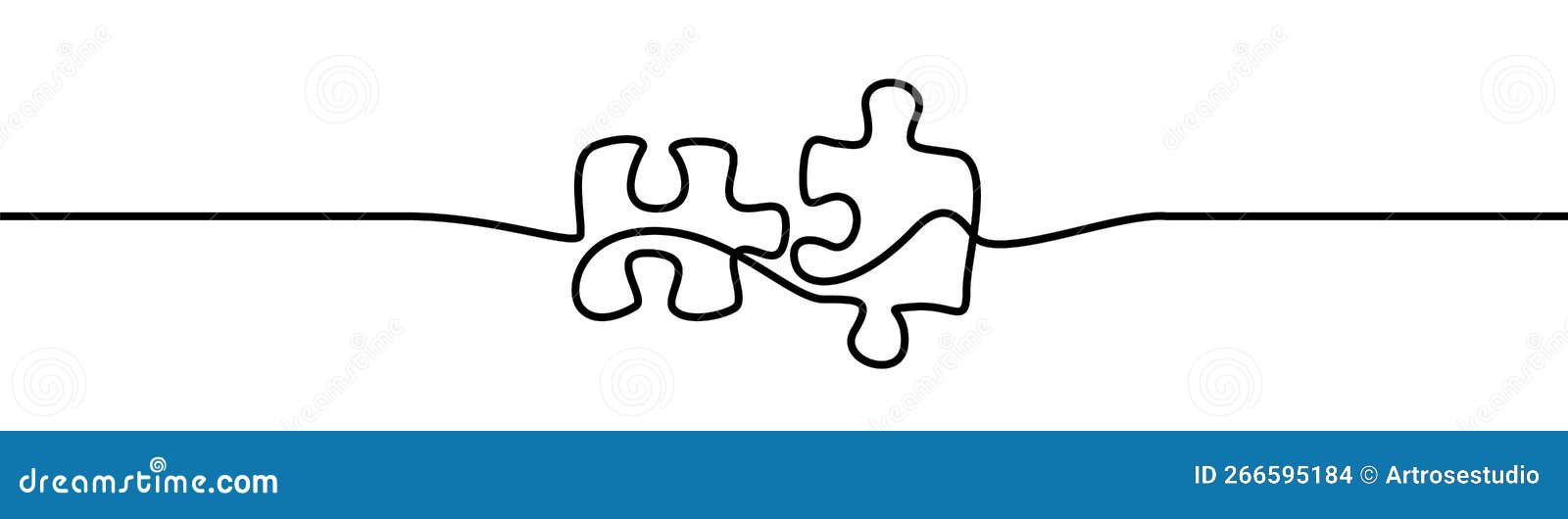 Puzzle Shape Drawing by Continuos Line, Thin Line Design Stock Vector ...