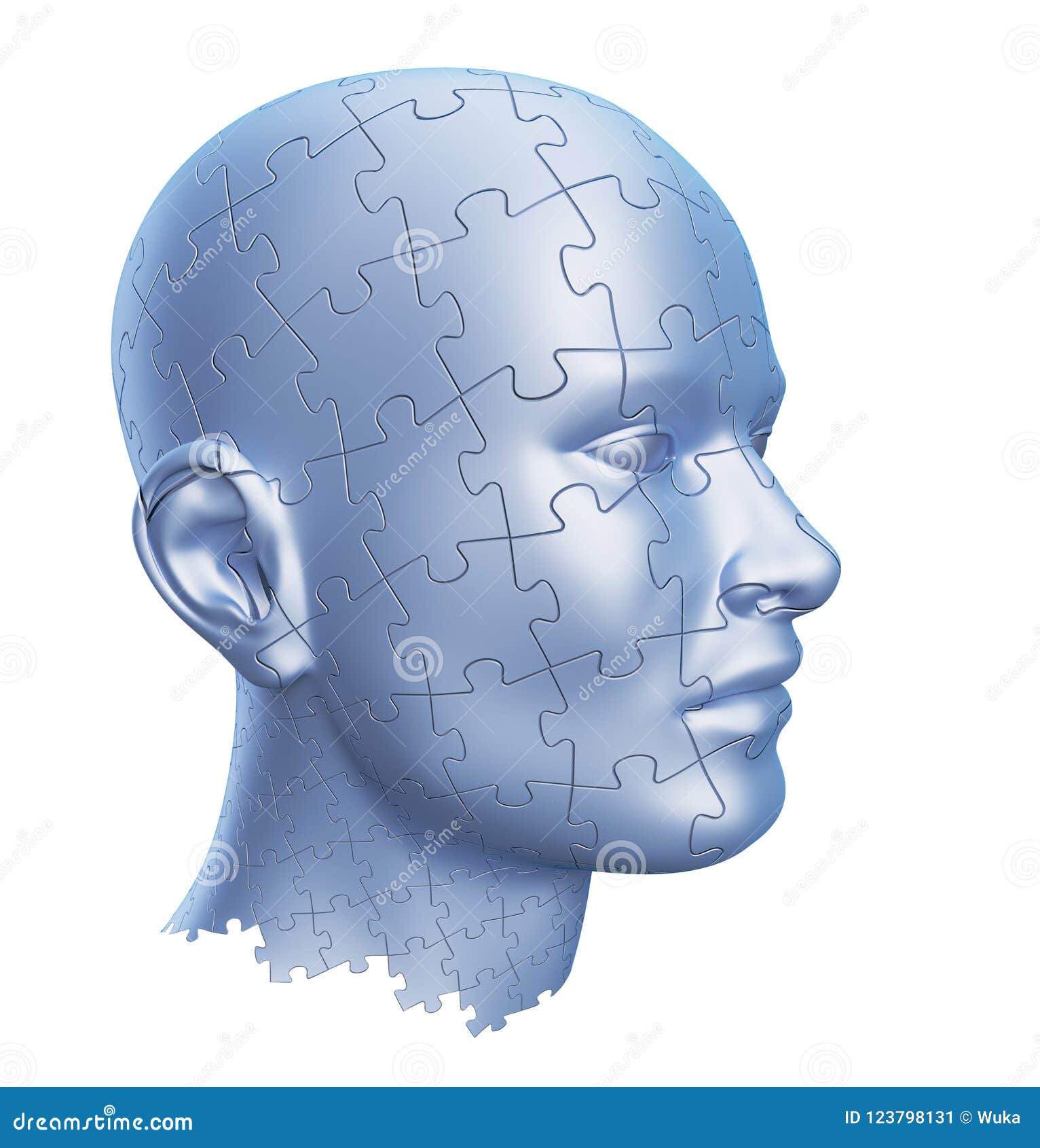 Puzzle Shaped Head Lacking One Piece In One Line Drawing. Horizontal ...