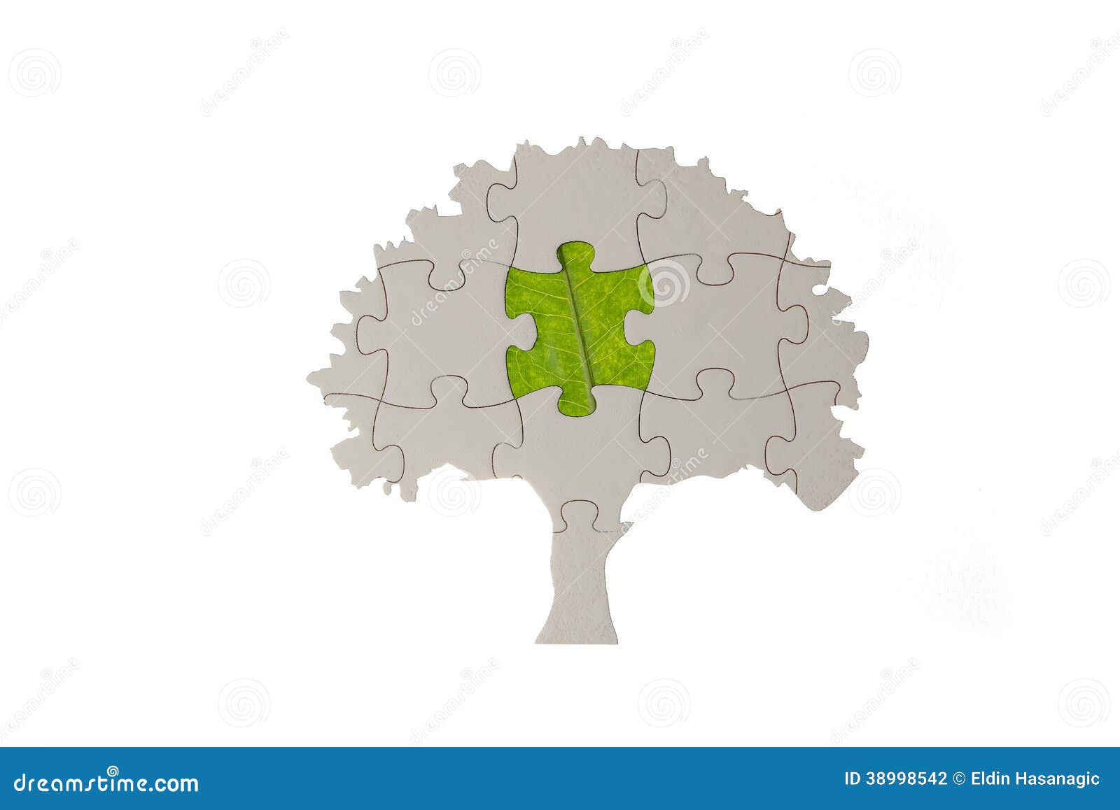 Puzzle Shaped Tree With Green Leaf Stock Photo - Image: 38998542