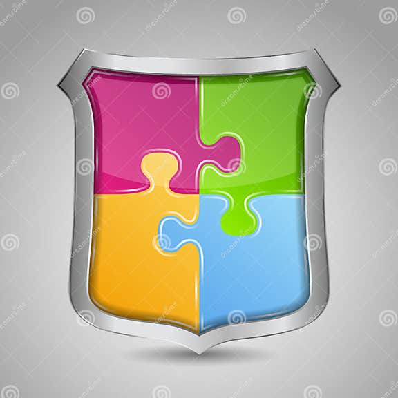 Puzzle Shield stock vector. Illustration of shape, security - 26522667