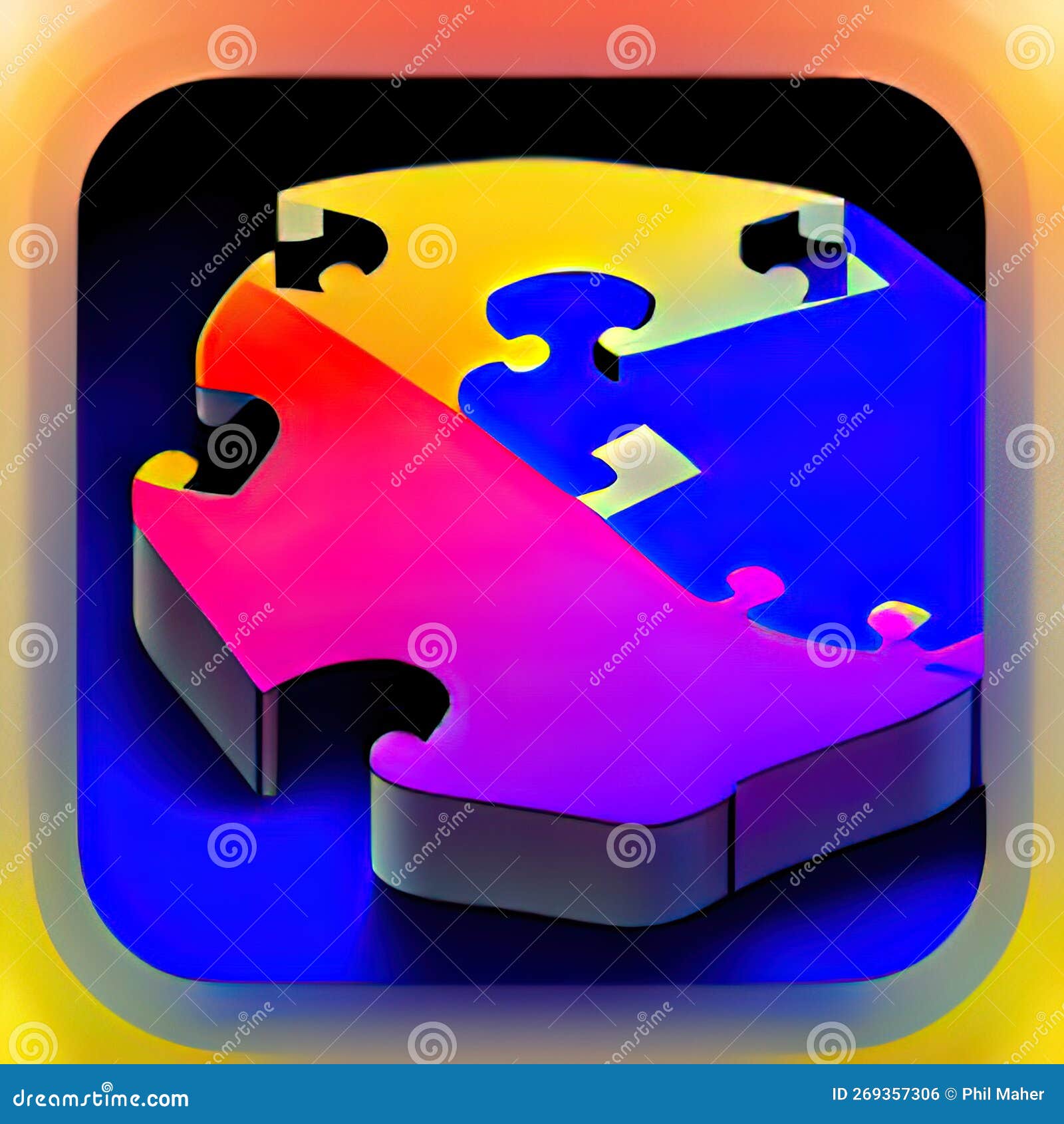 Puzzle Software App Style Icon. Generative AI. Stock Illustration ...