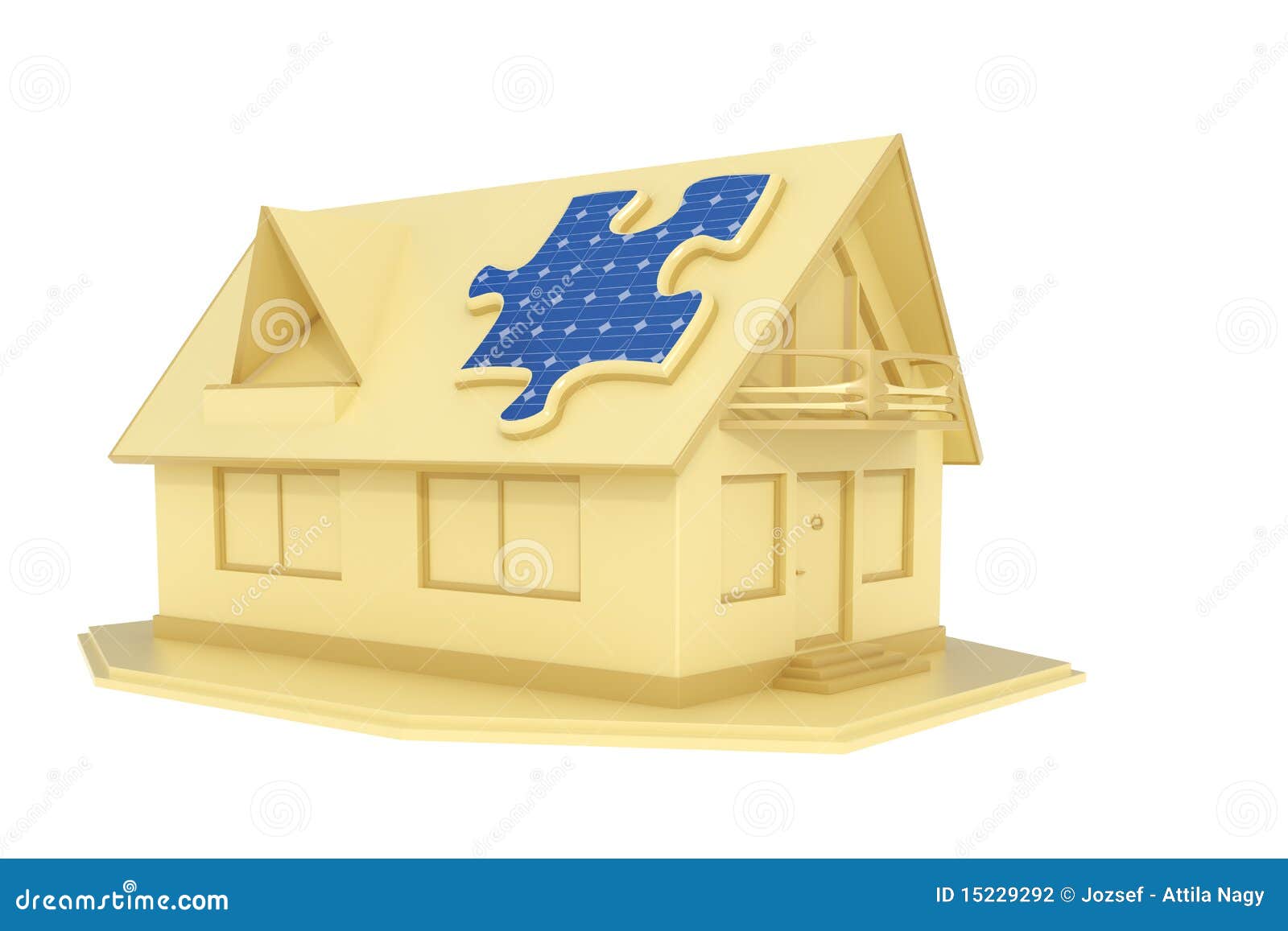 Puzzle Solar Panel on House Stock Illustration - Illustration of cell ...