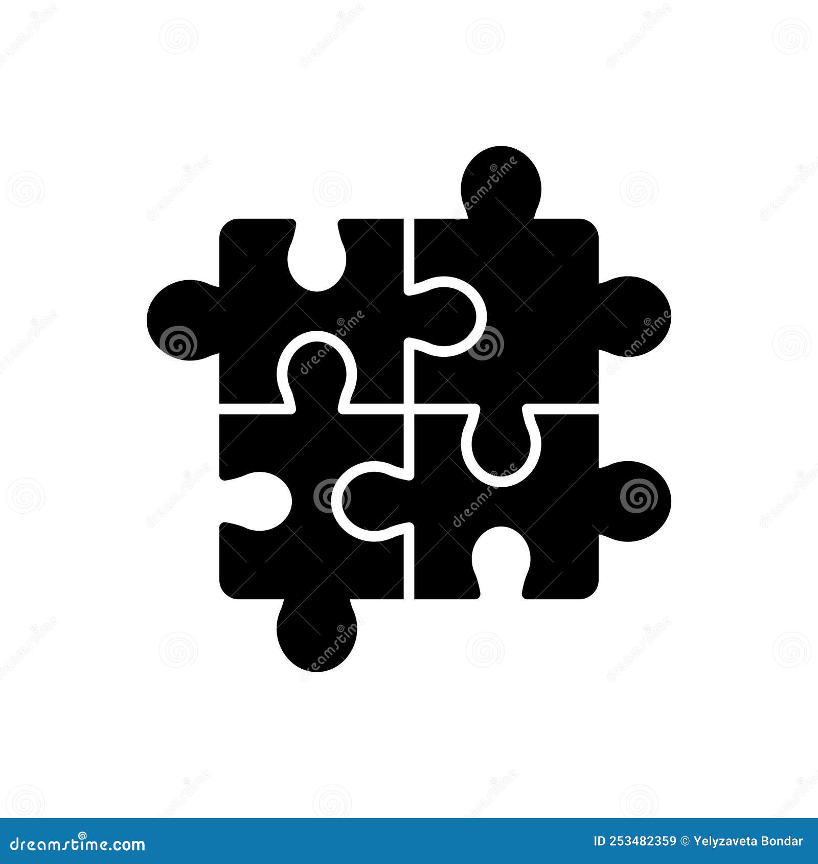 Puzzle Solve Problem Black Silhouette Icon on White Background ...