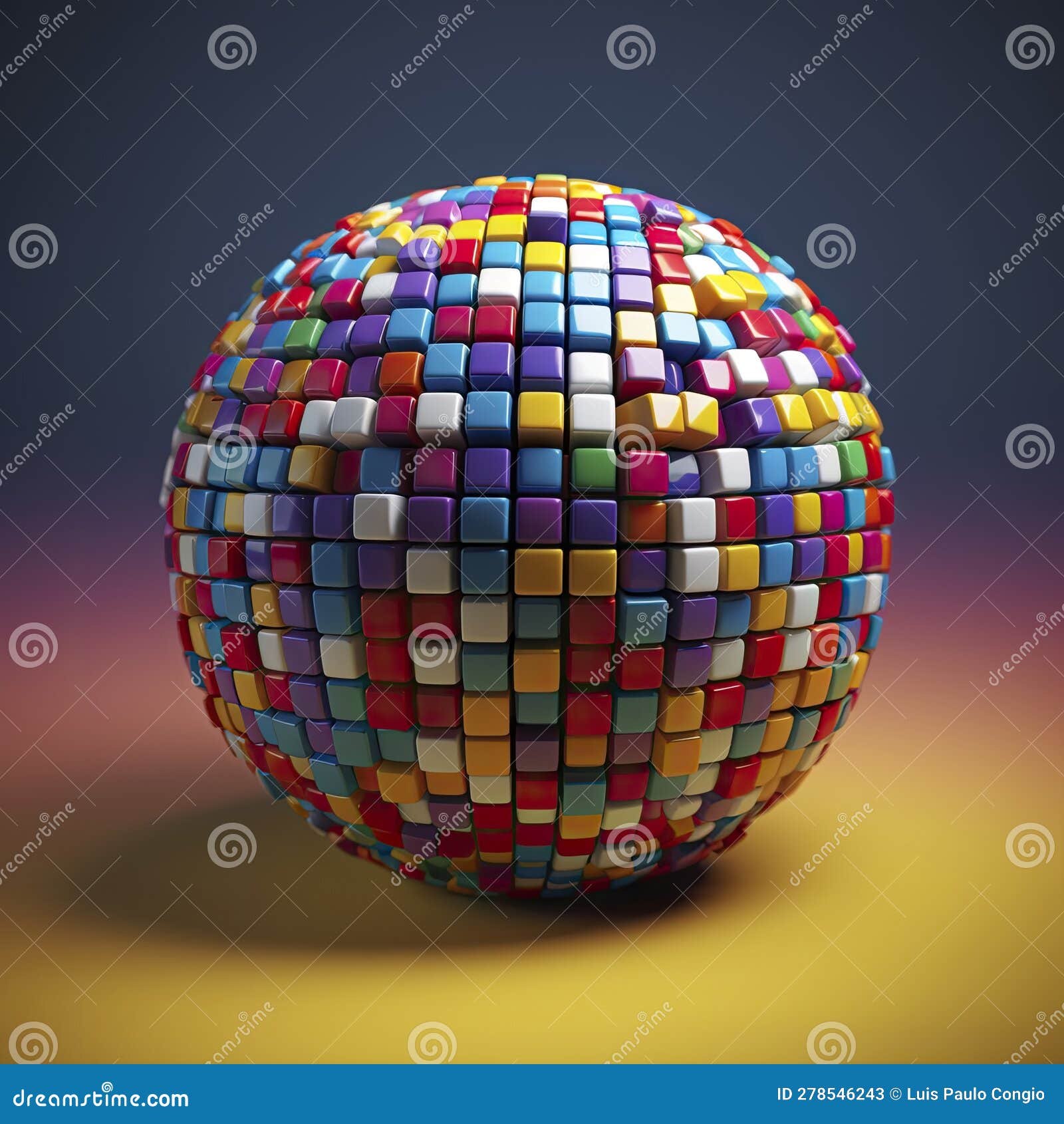 A Puzzle Sphere with Small Colored Cubes Stock Illustration ...
