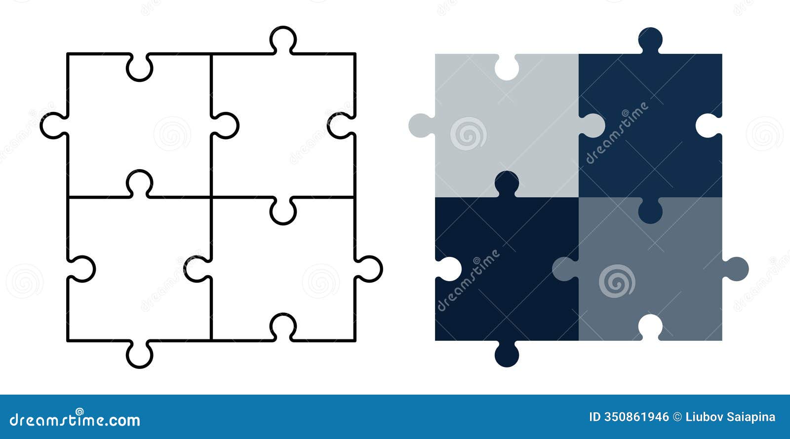 Puzzle of 4 Square Pieces. Editable Stroke. Creativity, Inspiration ...