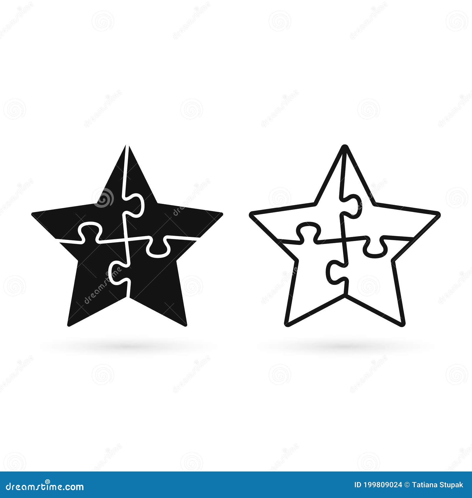 Puzzle Star Icon Set. Vector Isolated Illustration Stock Vector ...