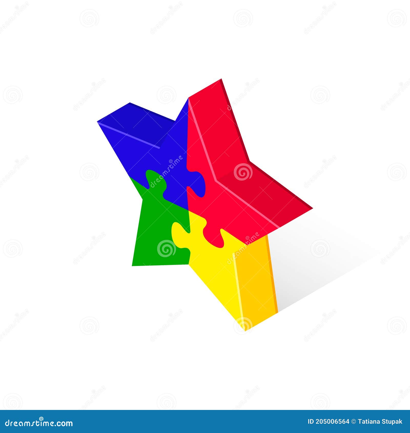 Puzzle Star Isometric 3d Shape Figure. Vector Logo Design Template ...