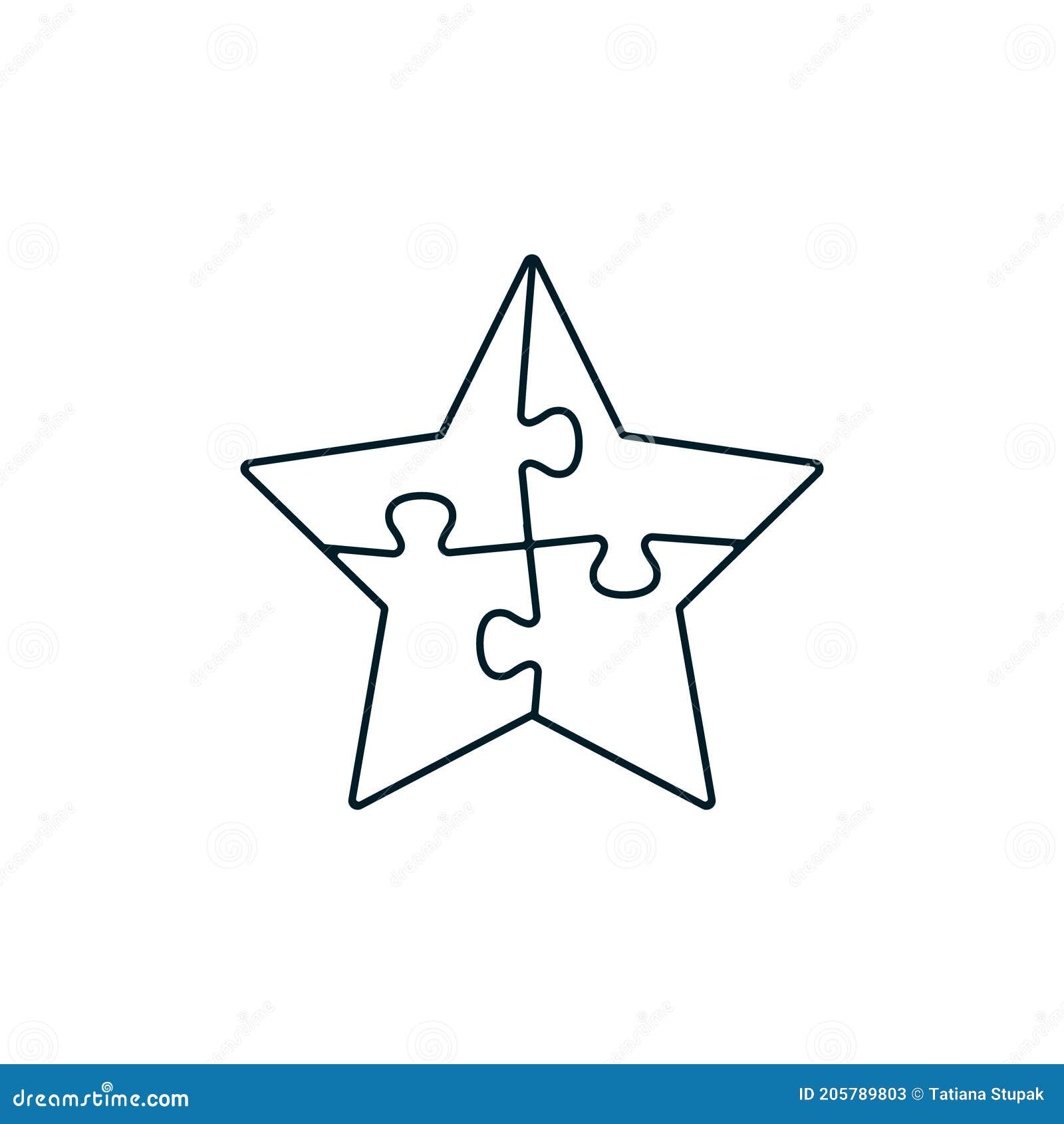 Puzzle Star Line Icon. Vector Logo Design Template Stock Vector ...