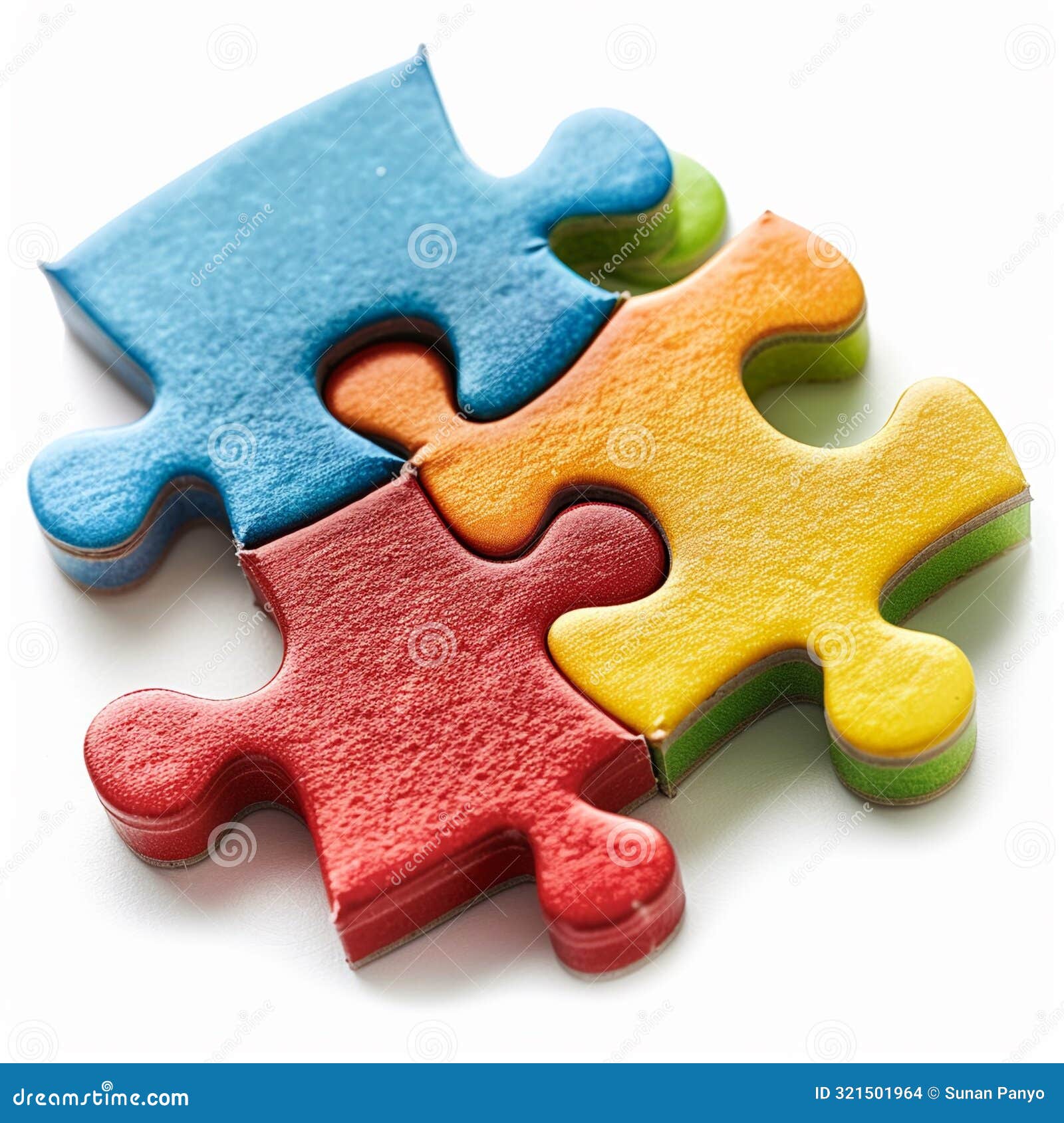 Puzzle Teamwork Metaphor, Bright Color Contrast, Sharp Focus, Isolated ...